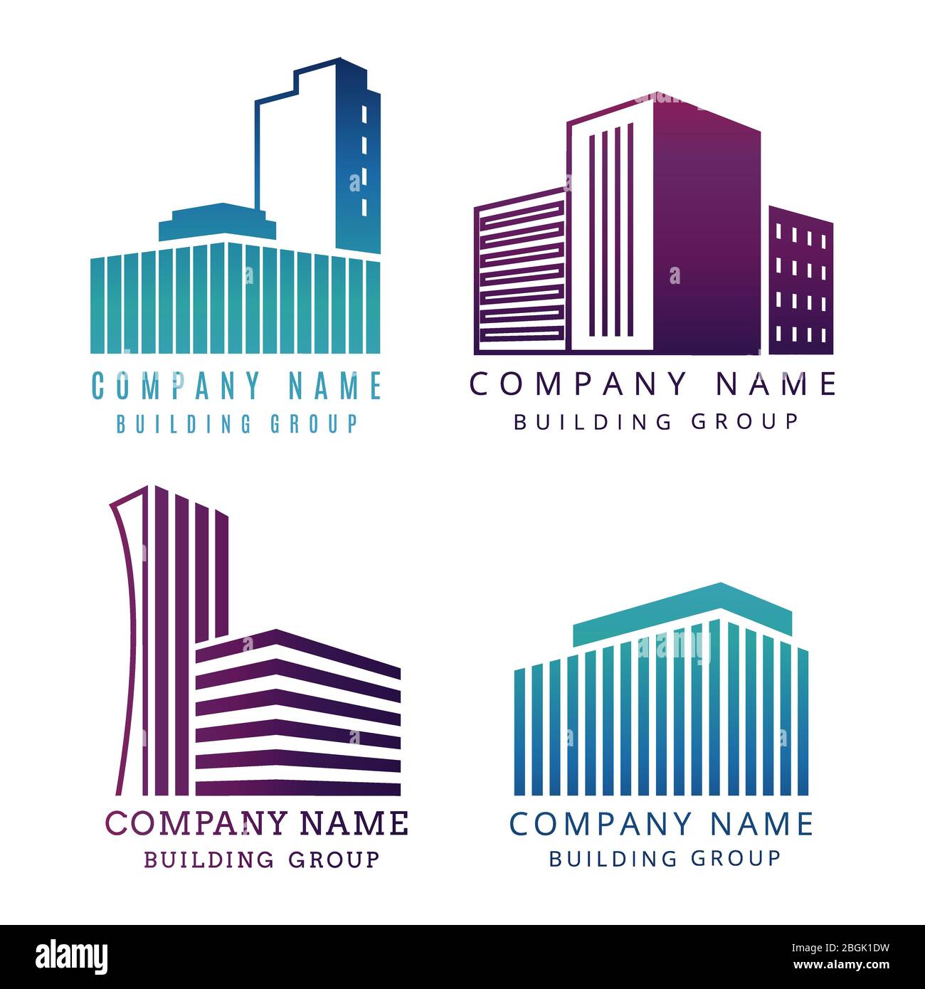 Real estate, construction company logo set isolated on white background ...