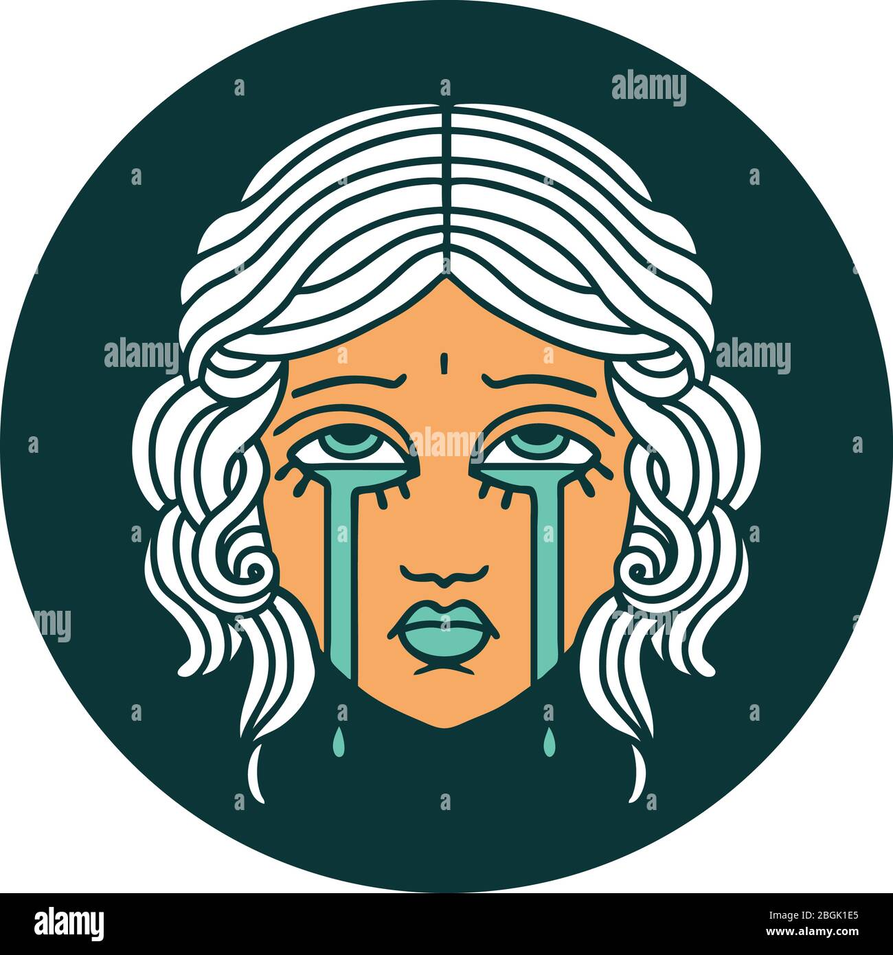 iconic tattoo style image of female face crying Stock Vector Image ...