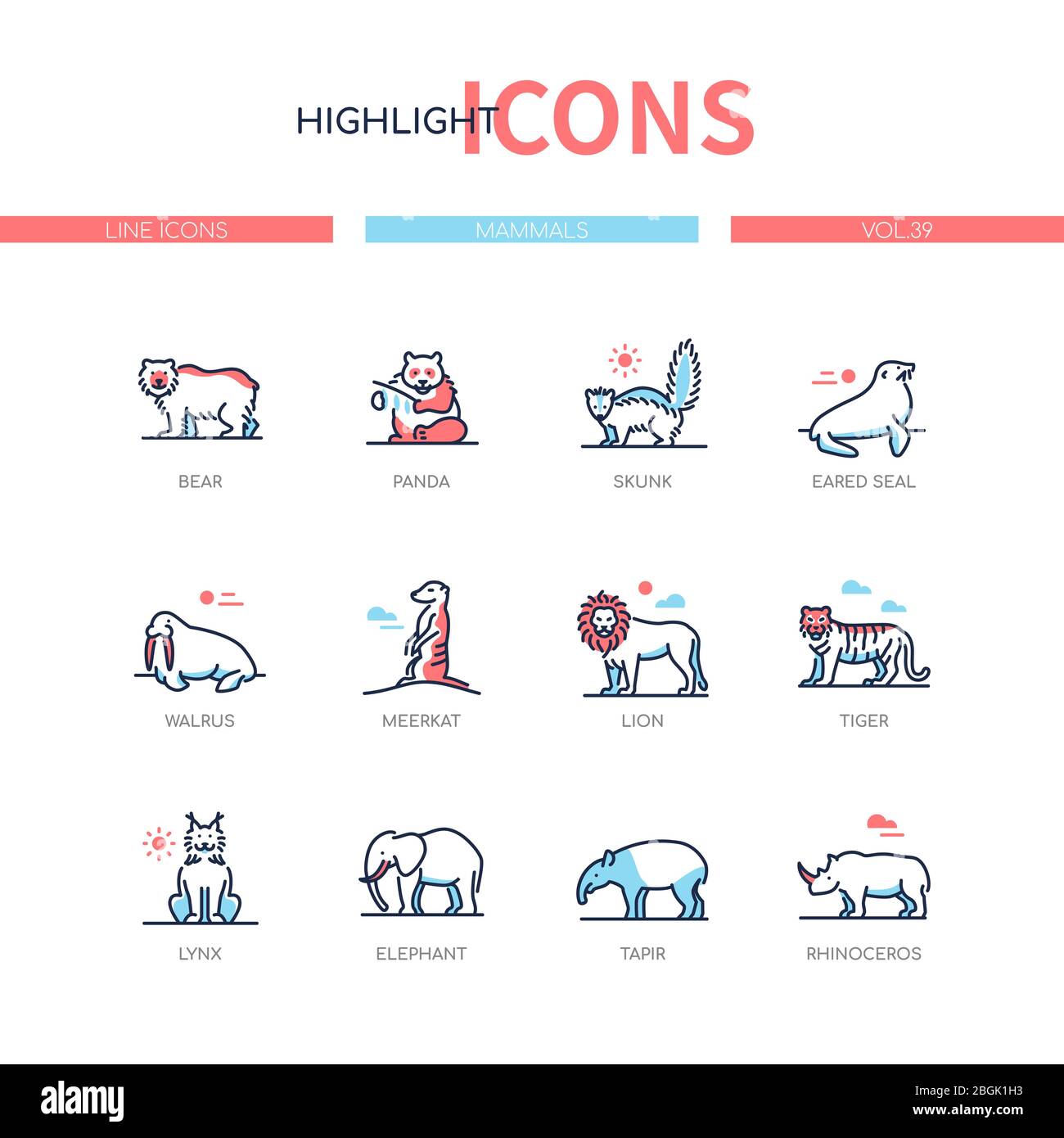 Elephant and bear line Cut Out Stock Images & Pictures - Alamy