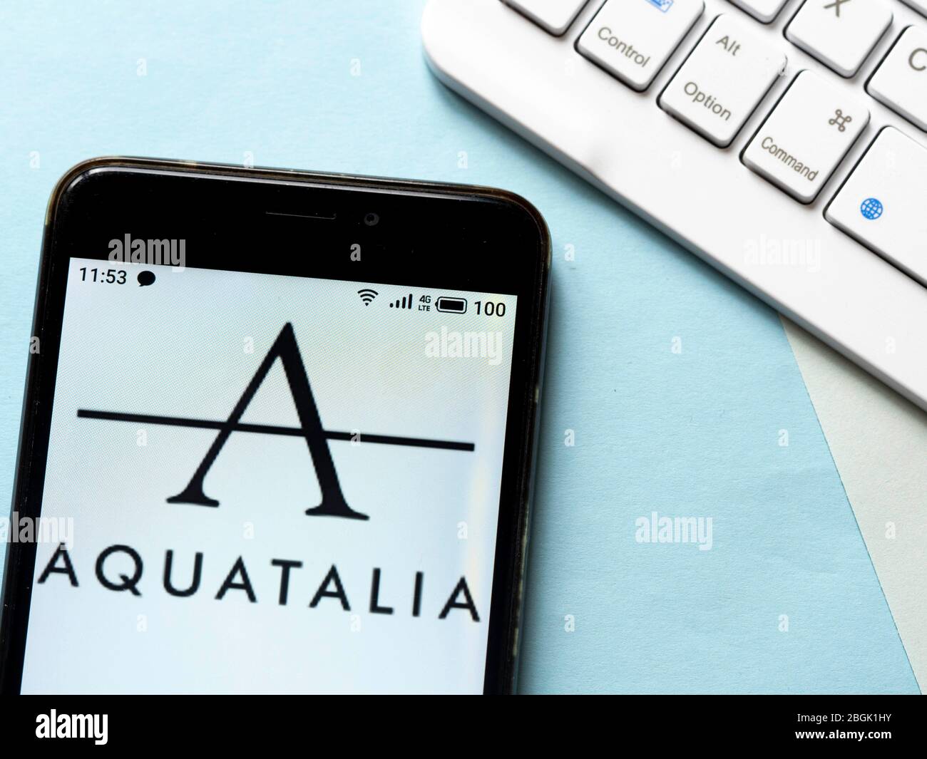 Ukraine. 21st Apr, 2020. In this photo illustration an Aquatalia logo seen displayed on a ...