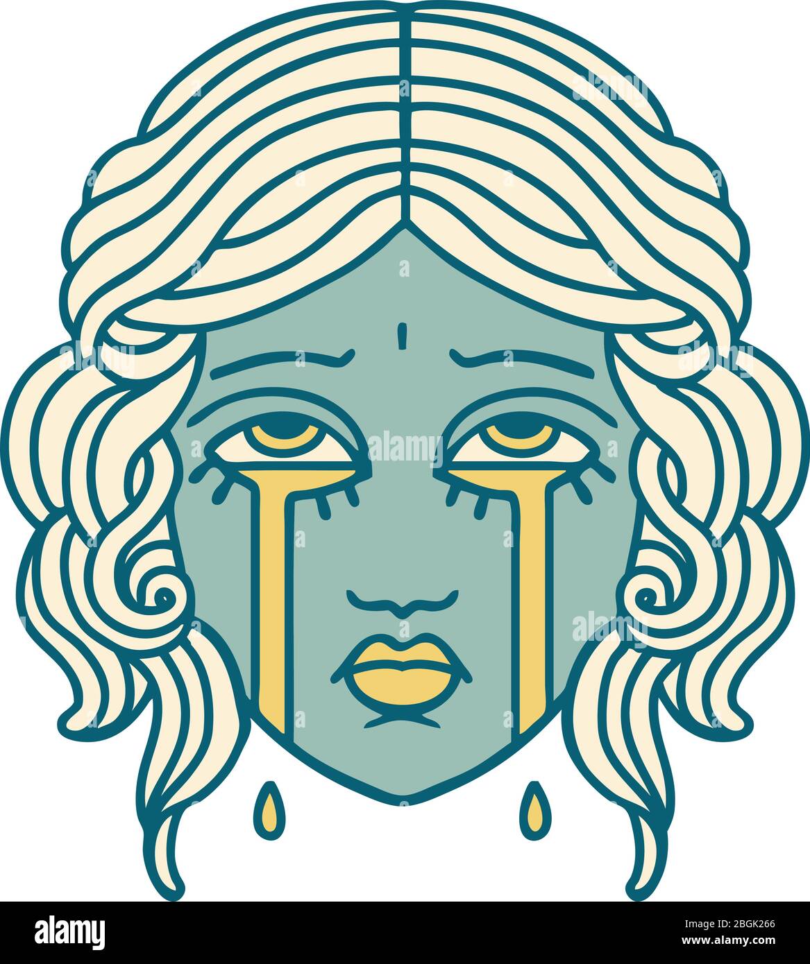 iconic tattoo style image of female face crying Stock Vector Image ...