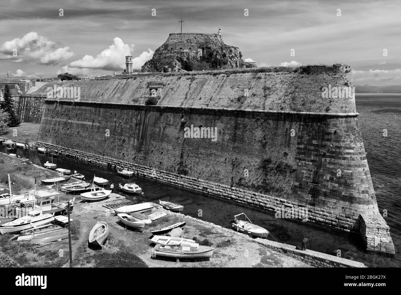 Old Fortress Moat, Corfu Town, Corfu Island, Greece, Europe Stock Photo ...