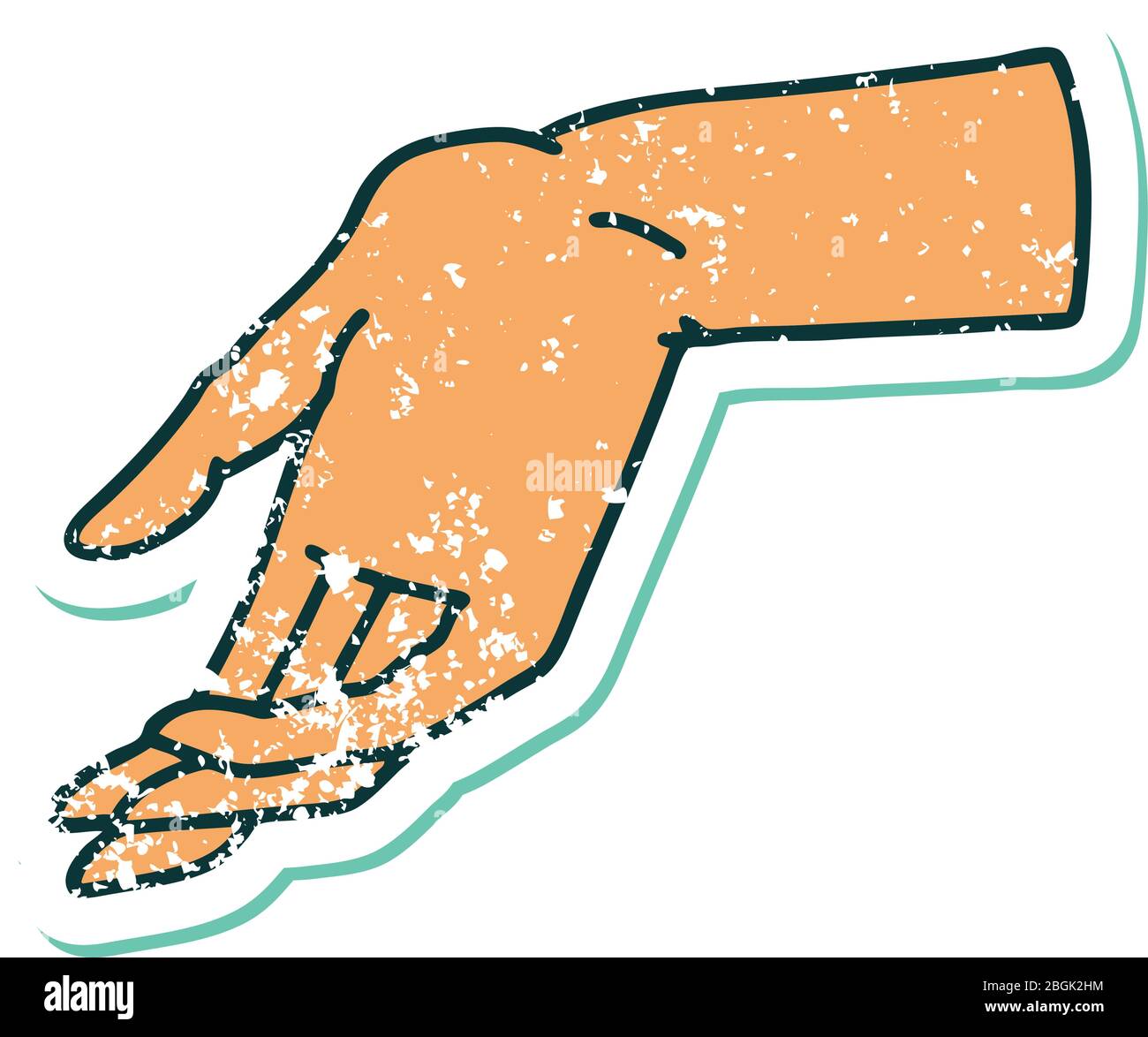 iconic distressed sticker tattoo style image of a hand Stock Vector ...