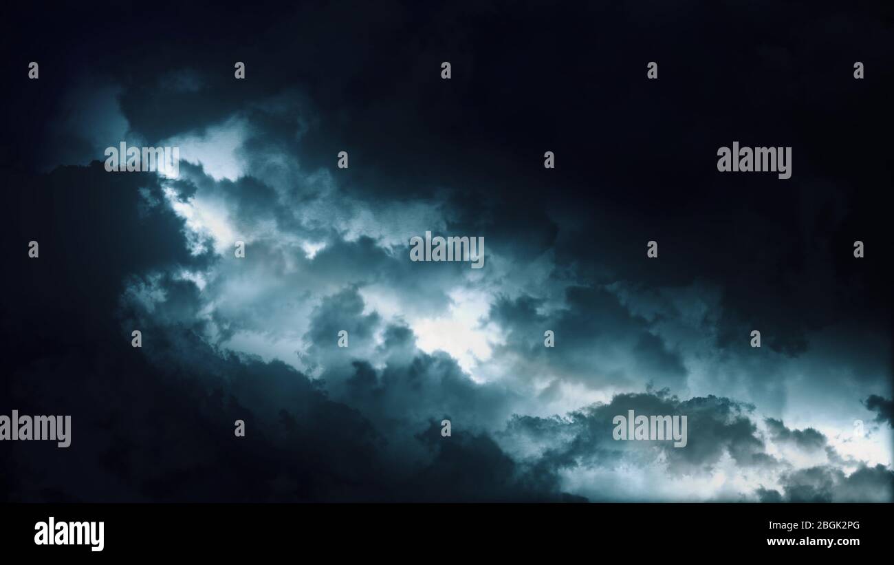 Epic thunderstorm clouds at night with lightning. Severe weather ...