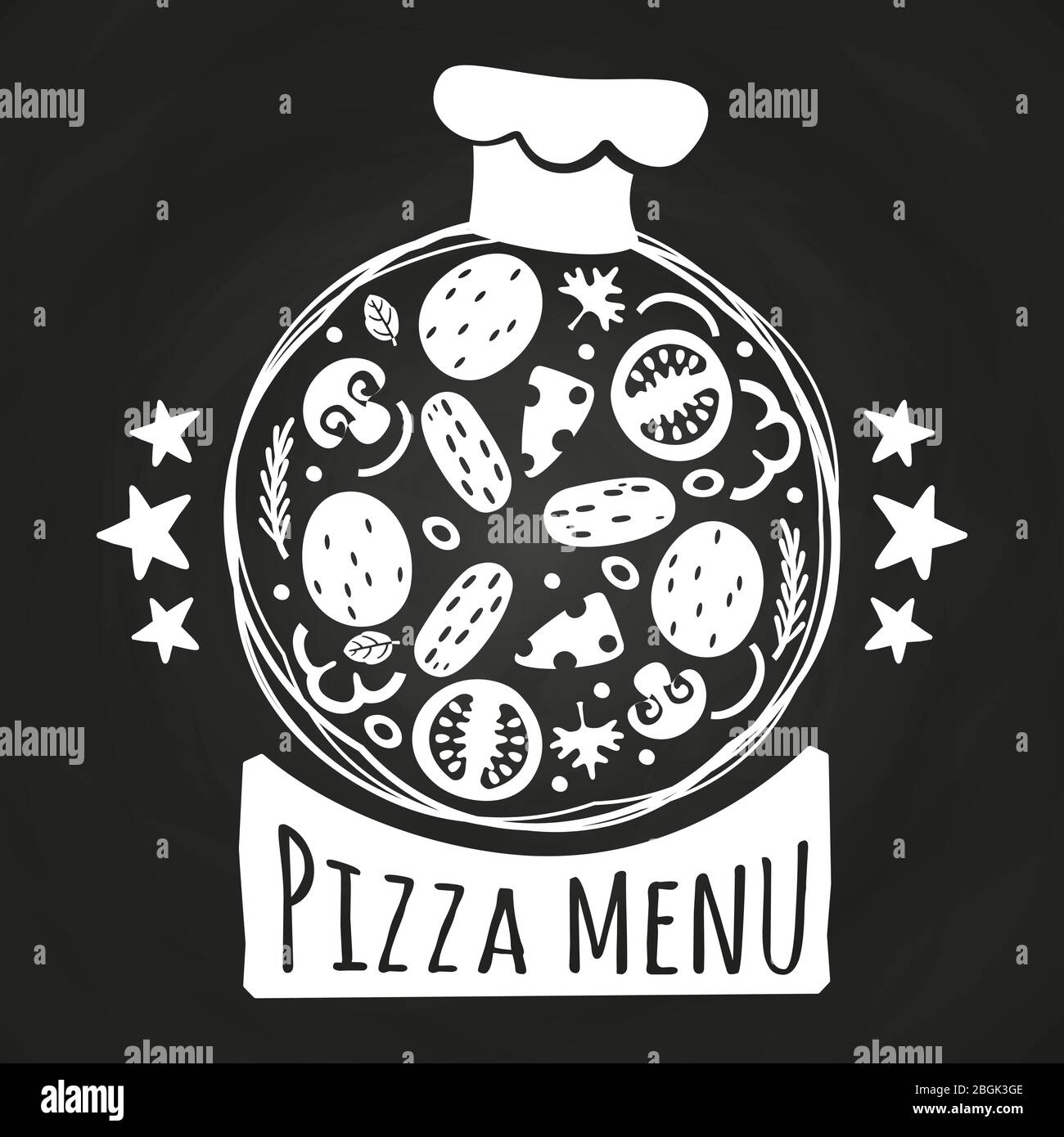 Chalk board pizza. Pizzeria menu chalk banner vector design isolated on ...