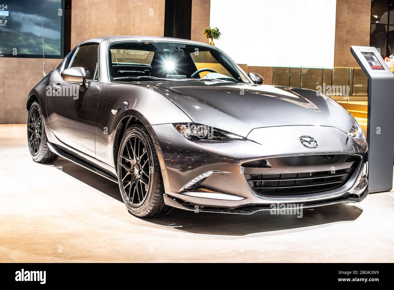 Brussels, Belgium, Jan 2020 red Mazda MX-5, Brussels Motor Show, 4th ...