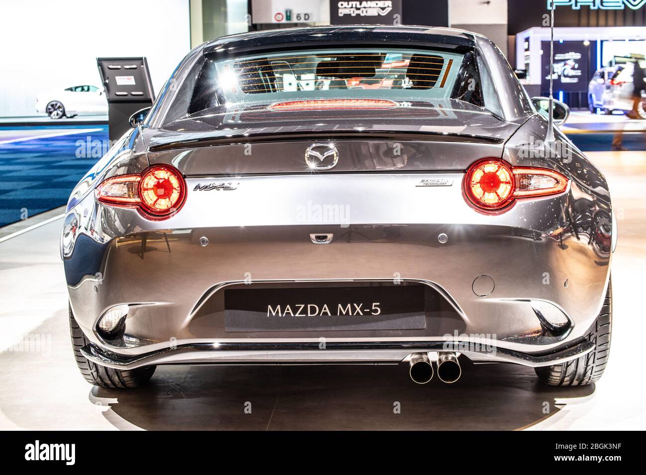 Brussels, Belgium, Jan 2020 red Mazda MX-5, Brussels Motor Show, 4th ...