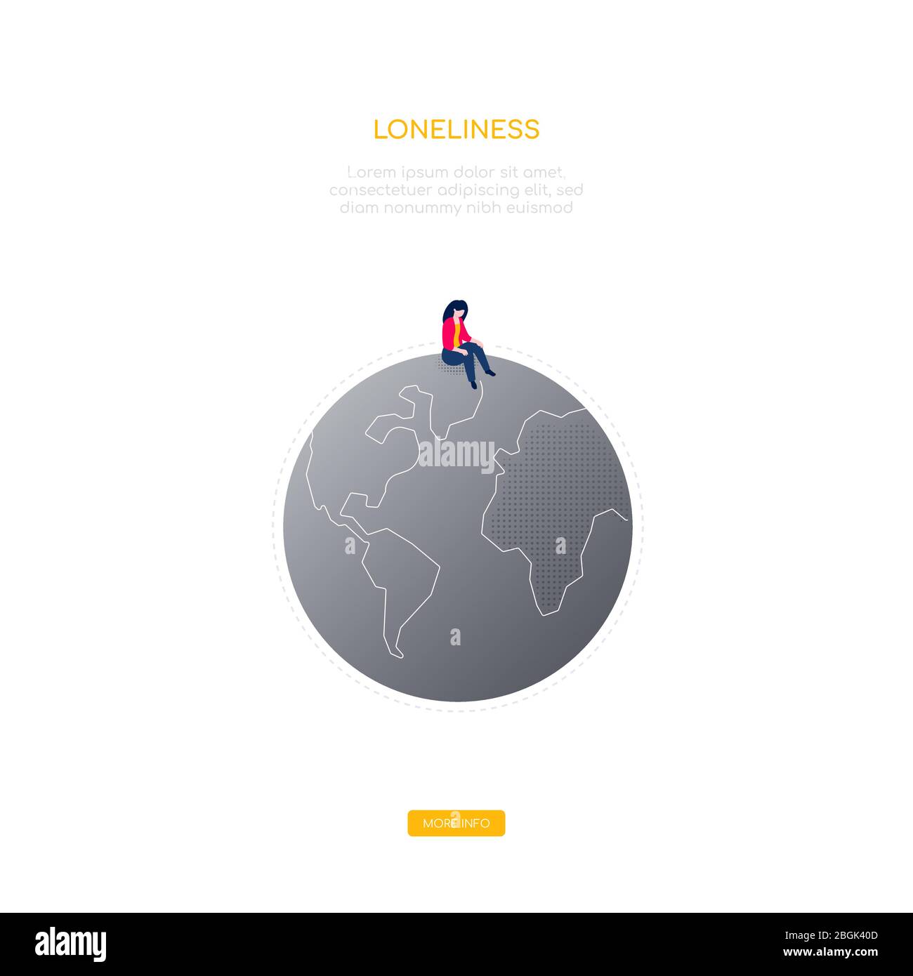 Loneliness concept - modern isometric vector web banner Stock Vector ...