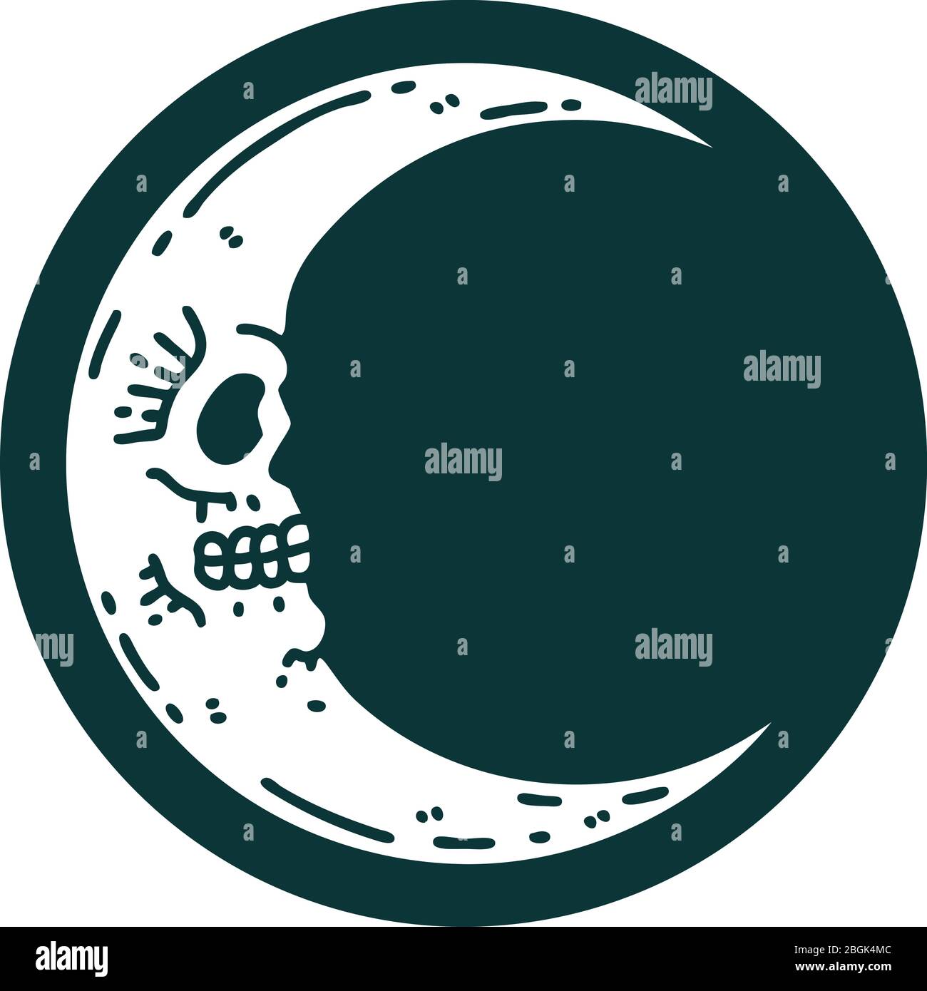 iconic tattoo style image of a skull moon Stock Vector Image & Art - Alamy