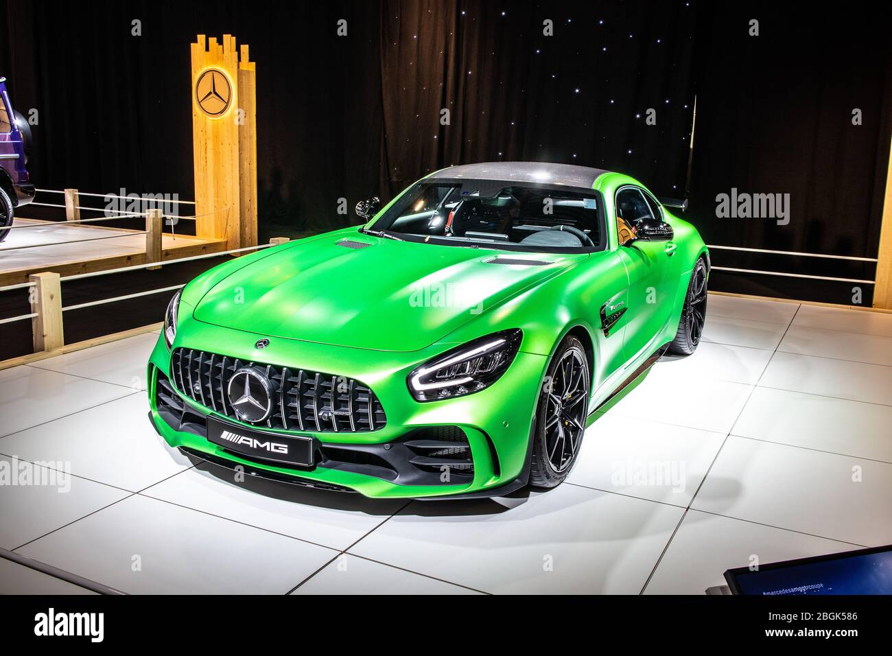 Brussels, Belgium, Jan 2020 Mercedes AMG GT R Roadster V8 bi-turbo with ...