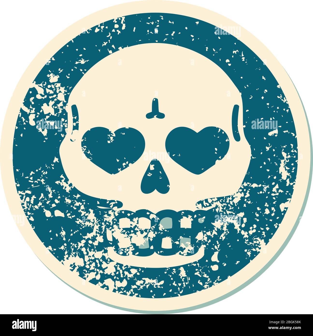 iconic distressed sticker tattoo style image of a skull Stock Vector ...