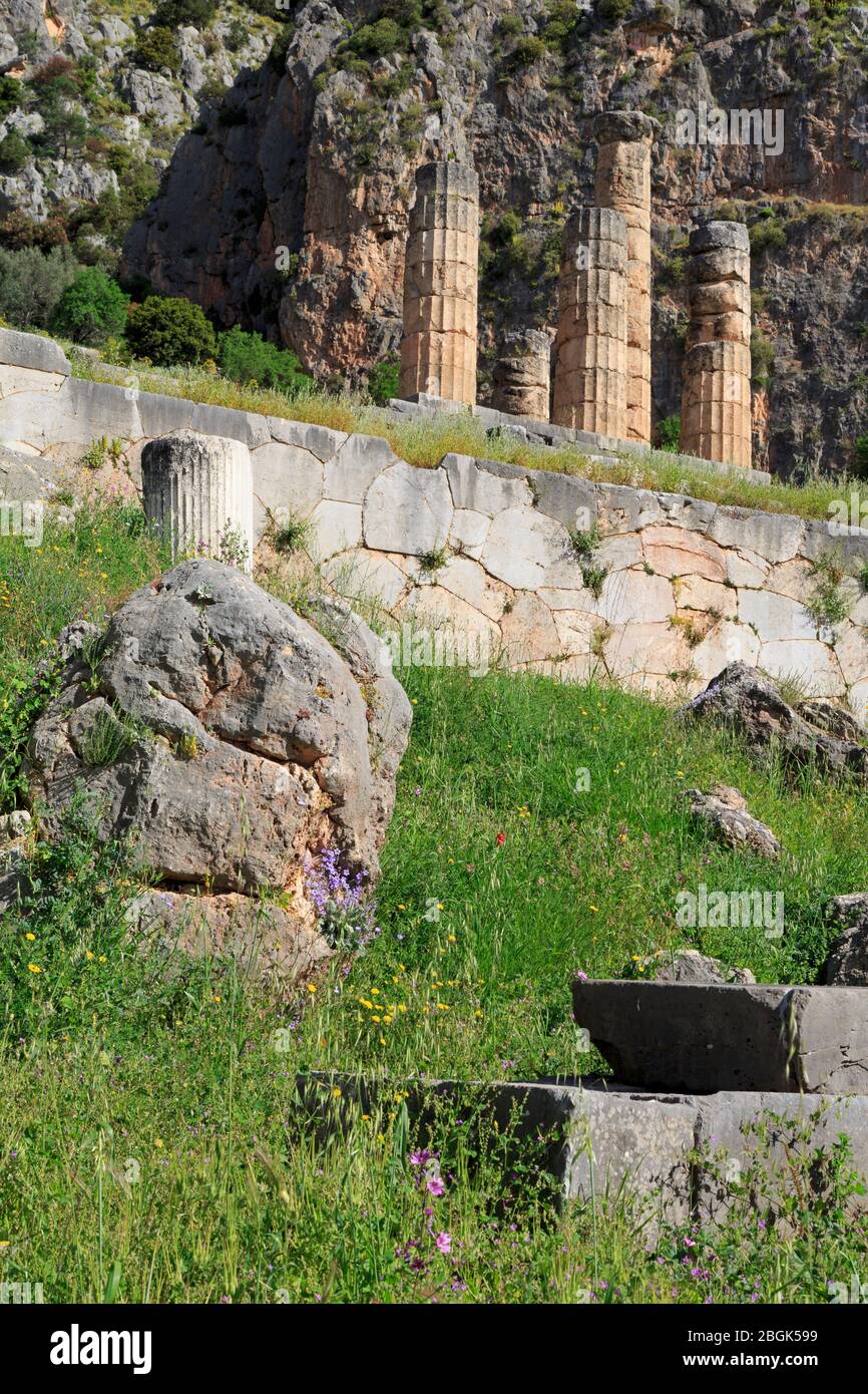 Roman ruins of Delphi, Greece, Europe Stock Photo - Alamy