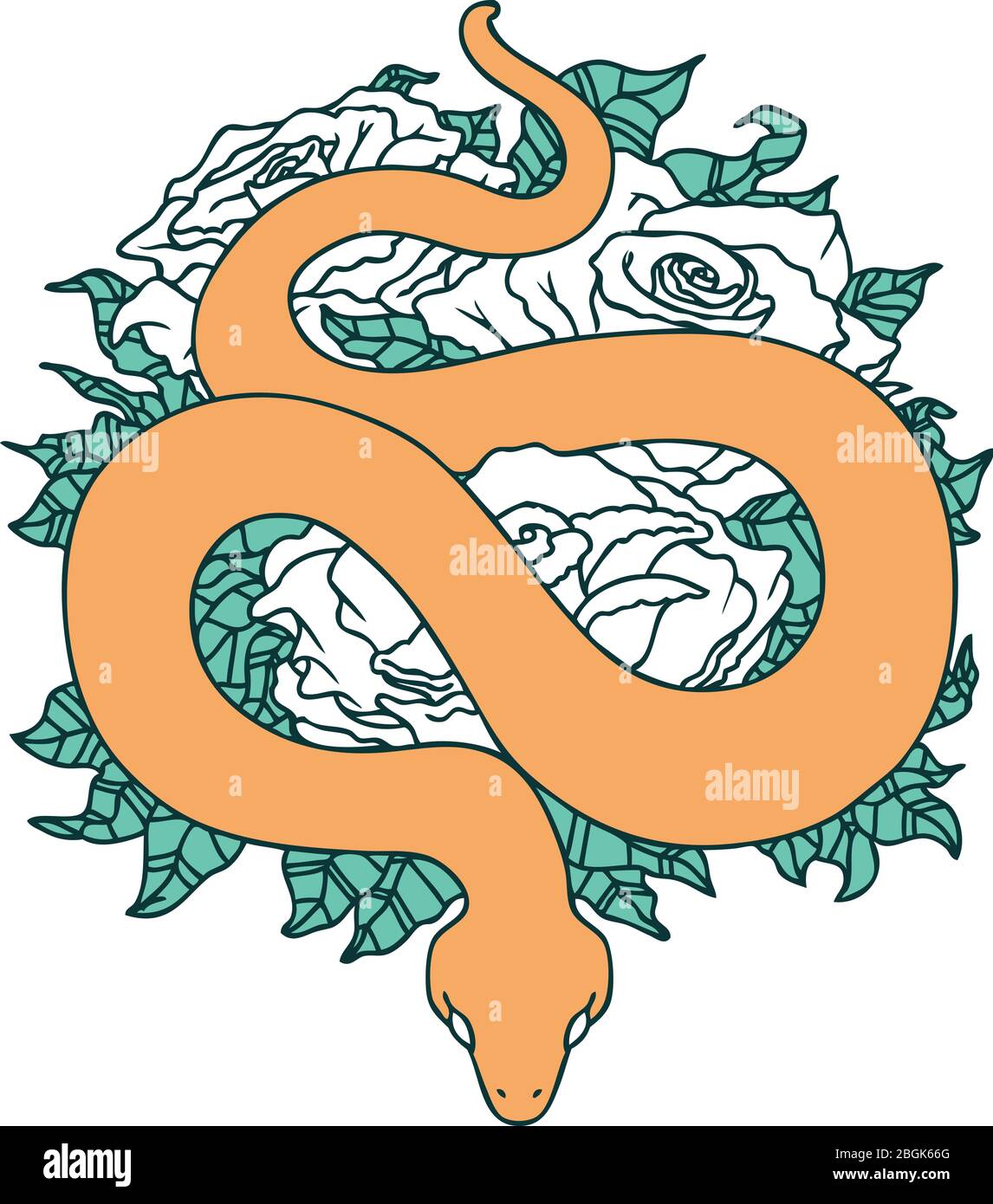 iconic tattoo style image of snake and roses Stock Vector Image & Art ...
