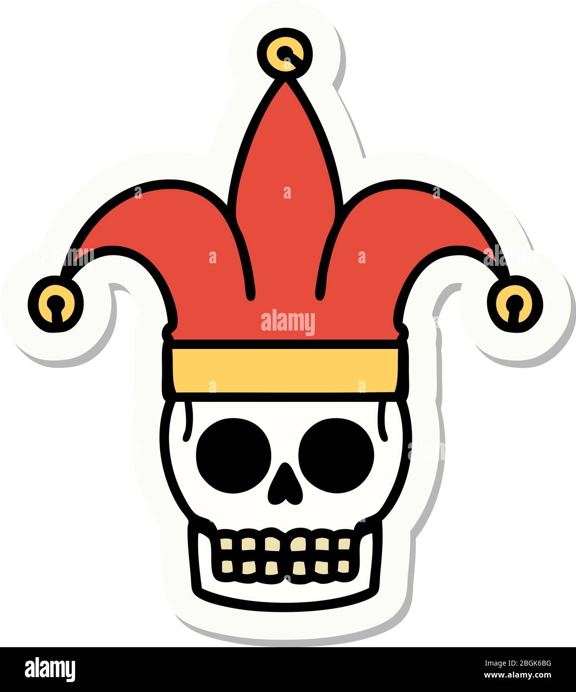 sticker of tattoo in traditional style of a skull jester Stock Vector ...