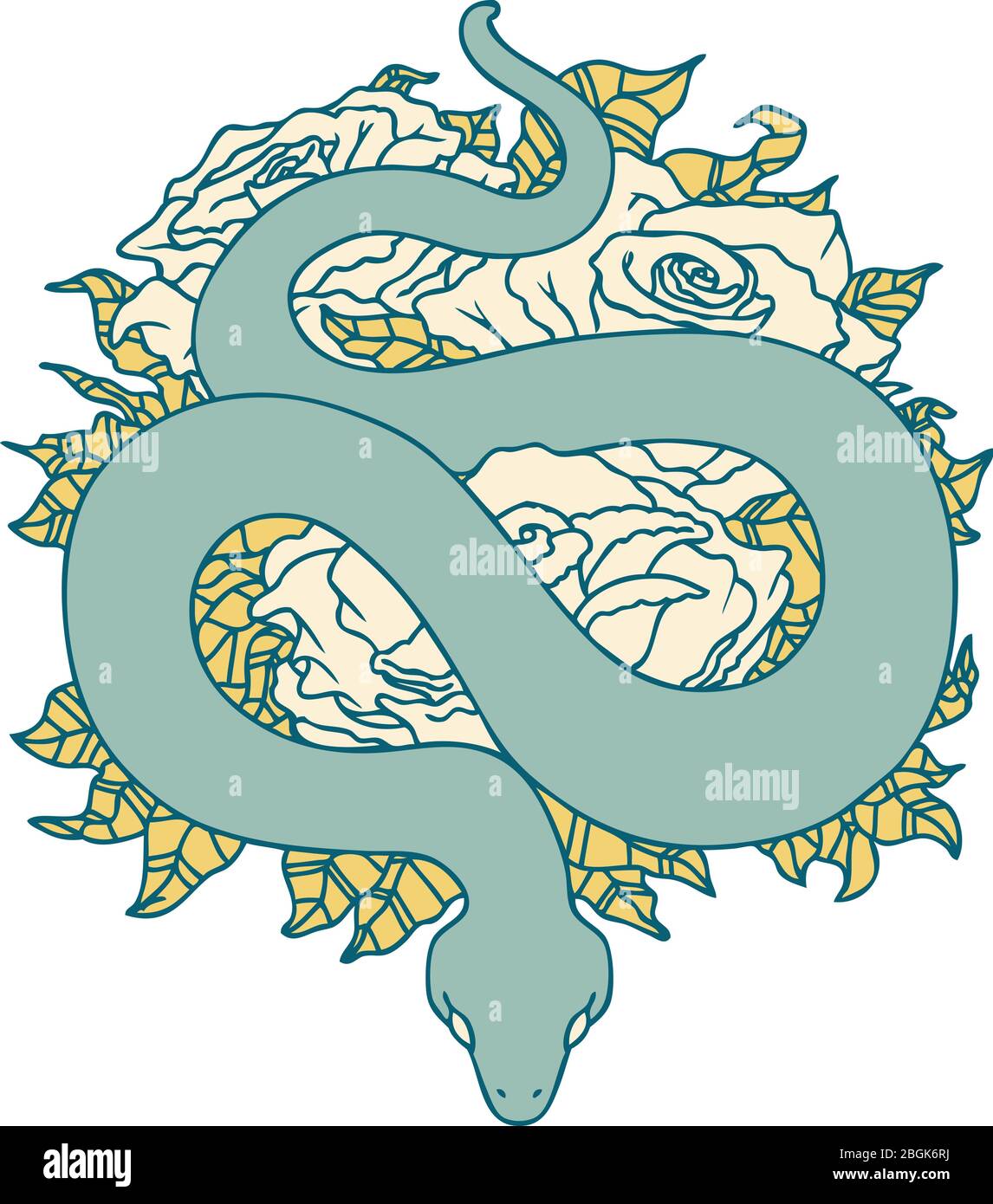 iconic tattoo style image of snake and roses Stock Vector Image & Art ...
