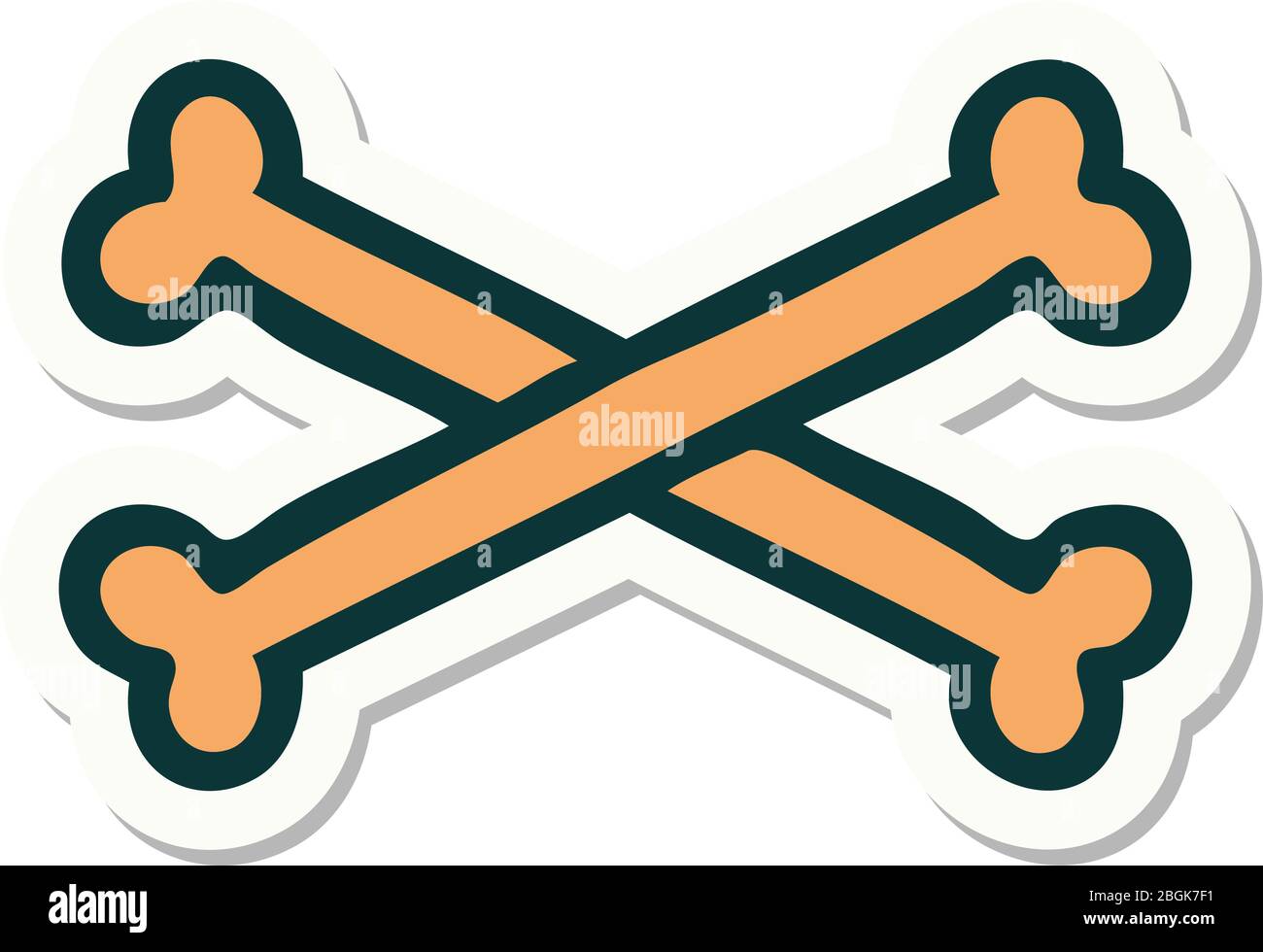 sticker of tattoo in traditional style of cross bones Stock Vector ...