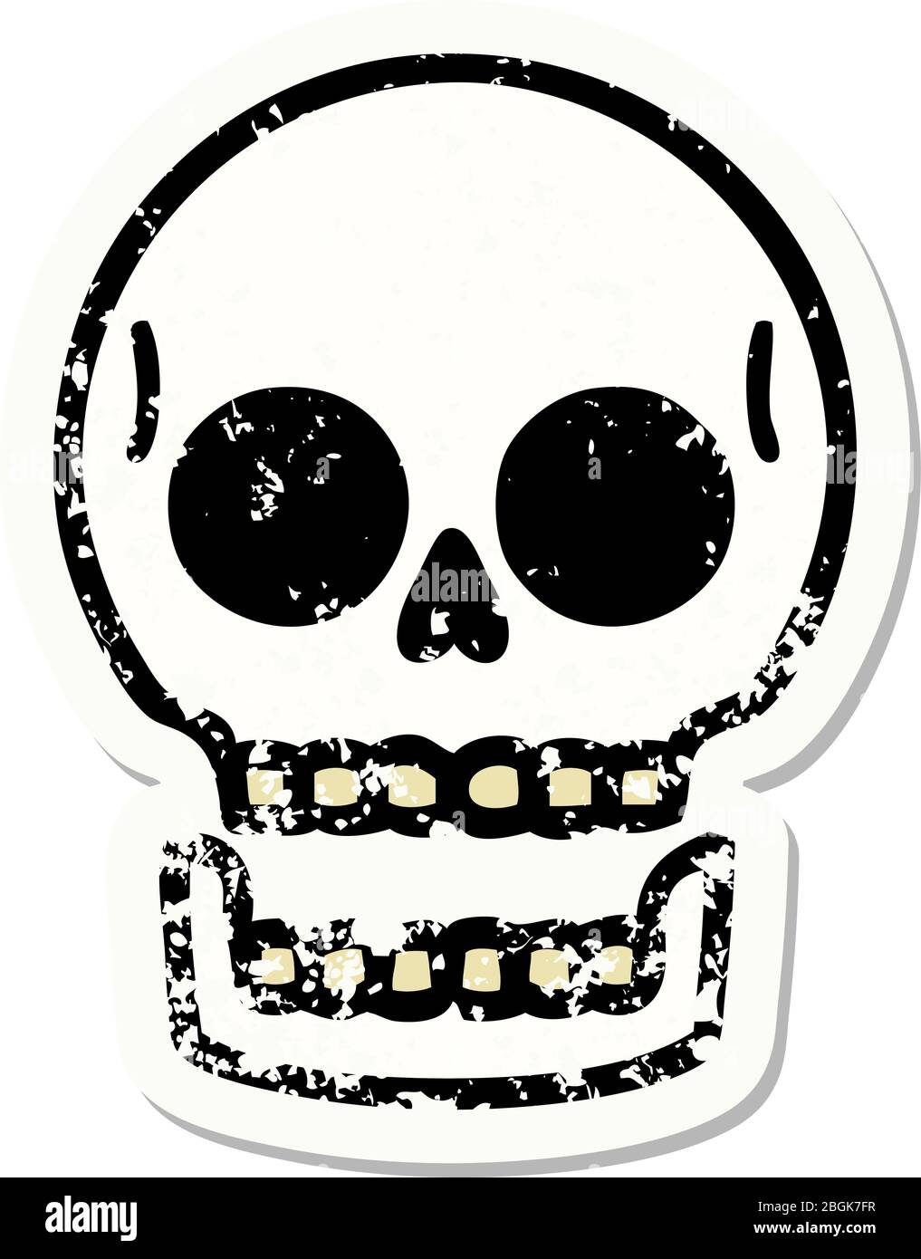 distressed sticker tattoo in traditional style of a skull Stock Vector ...