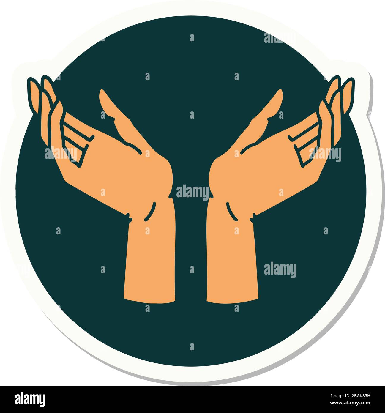sticker of tattoo in traditional style of open hands Stock Vector Image ...