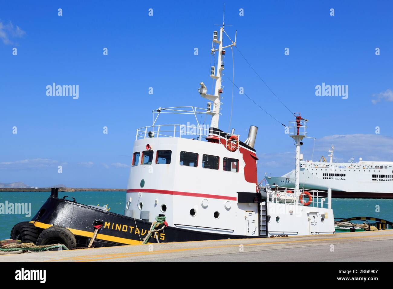 Tugboat, Port of Heraklion, Island of Crete, Greece, Europe Stock Photo ...