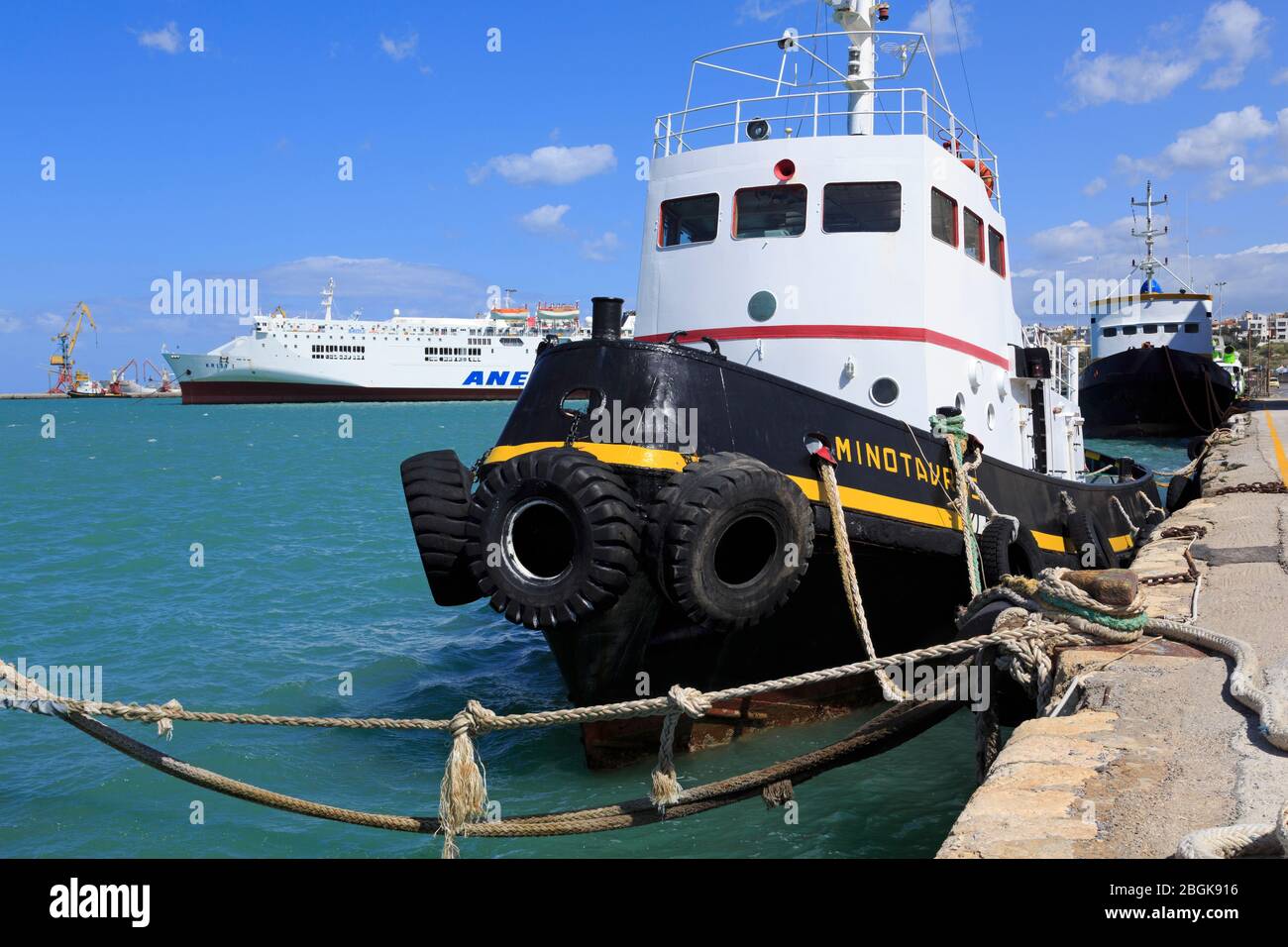 Tugboat, Port of Heraklion, Island of Crete, Greece, Europe Stock Photo ...