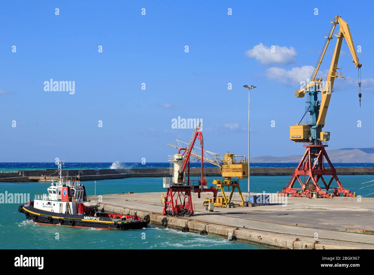 Tugboat, Port of Heraklion, Island of Crete, Greece, Europe Stock Photo - Alamy