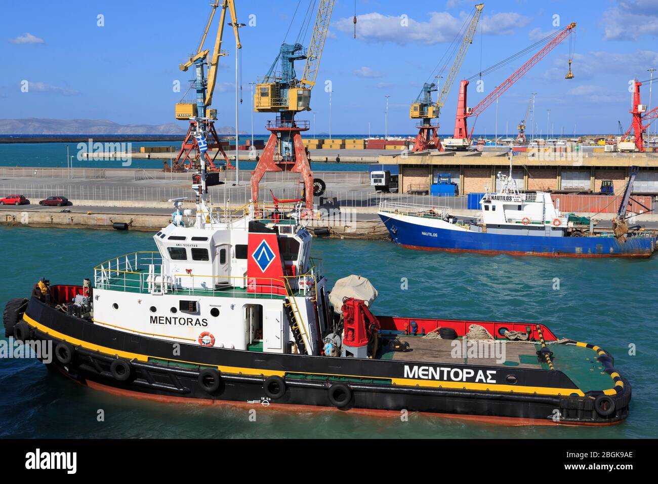 Tugboat, Port of Heraklion, Island of Crete, Greece, Europe Stock Photo ...