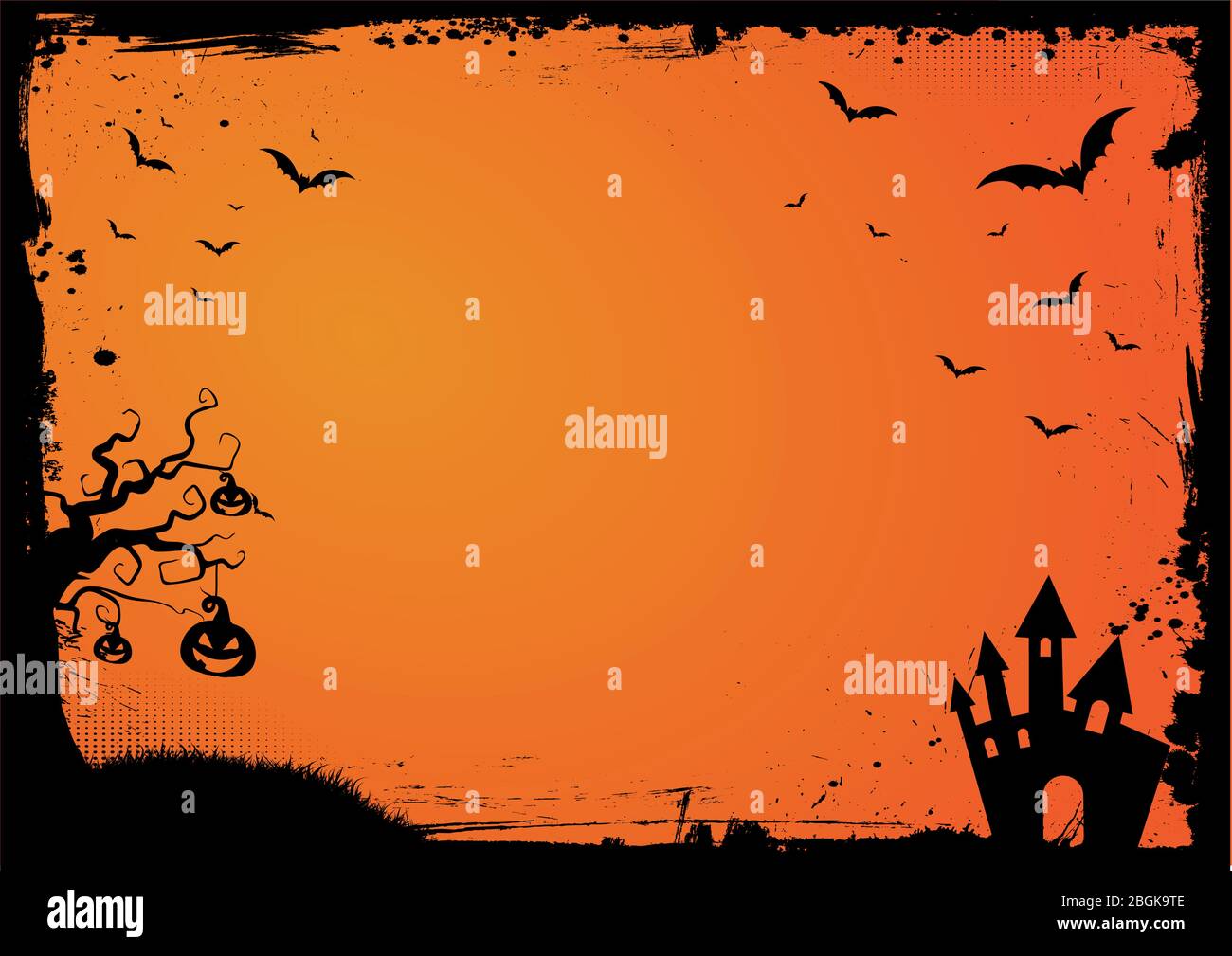 The horizontal Halloween blank background with gradient orange grunge ...