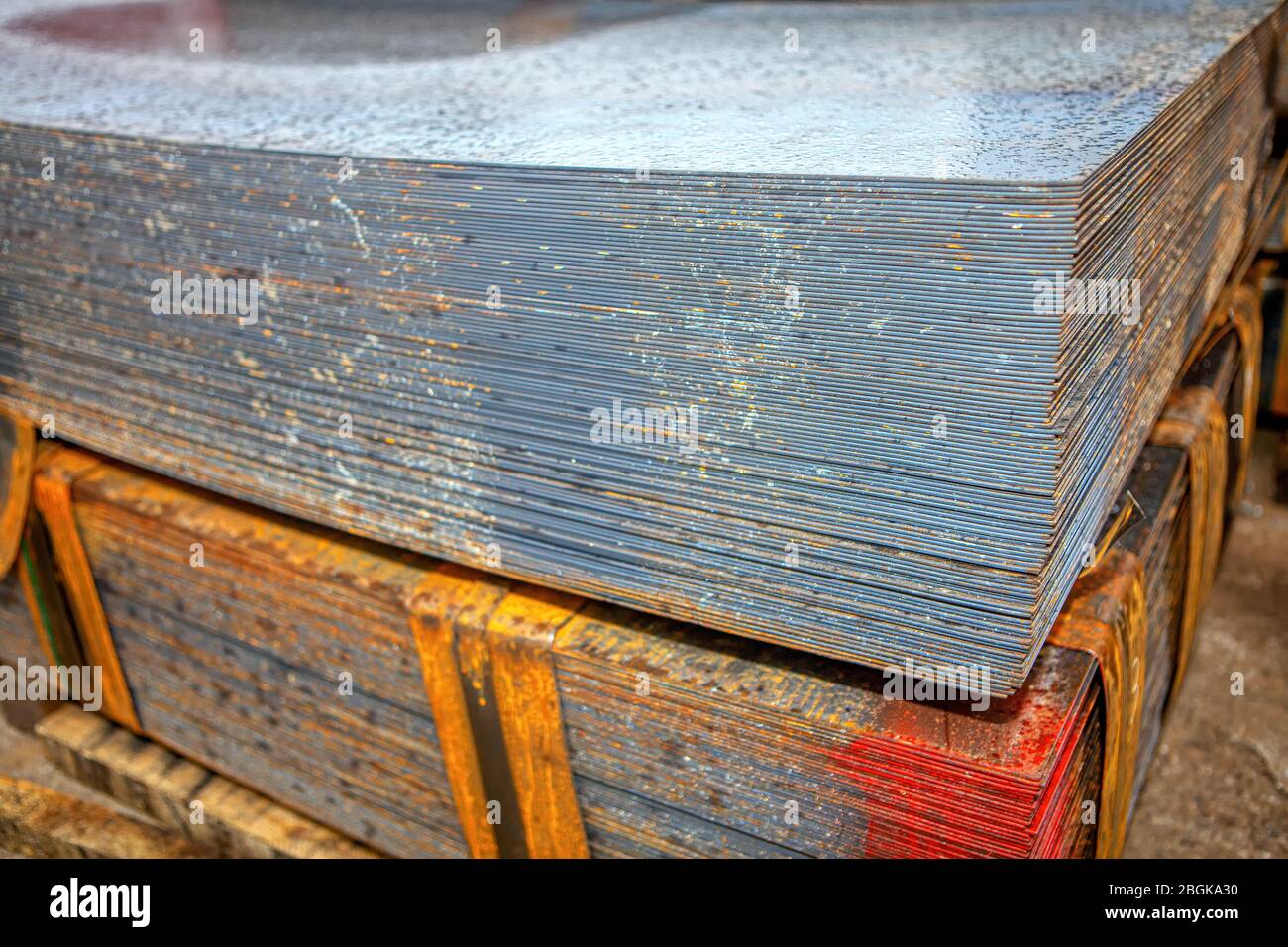 pile of steel sheets on the storage Stock Photo - Alamy