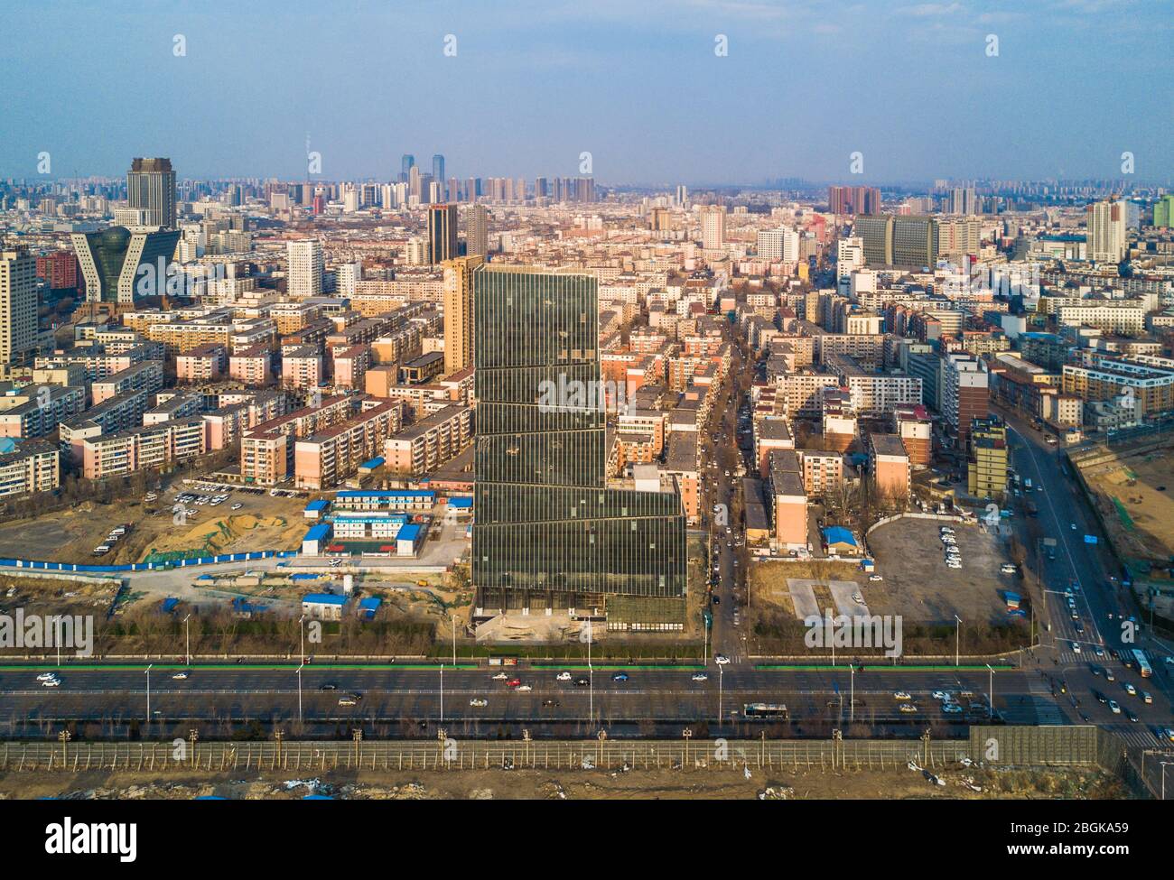 An aerial view of a 50-meter-high boot-like building that attracts ...