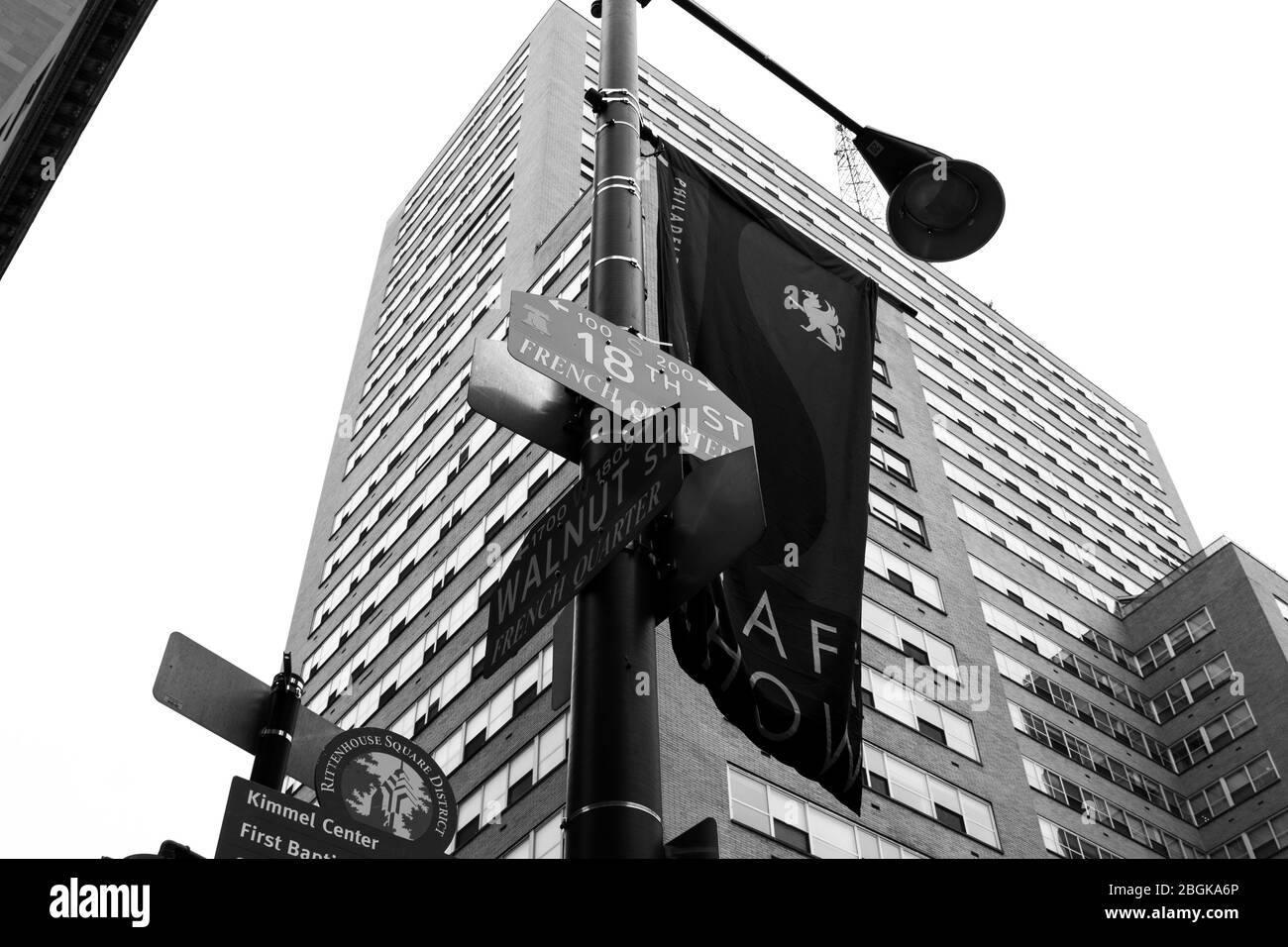 Street signs in Philly, 18th and Walnut, French Quarter Stock Photo - Alamy