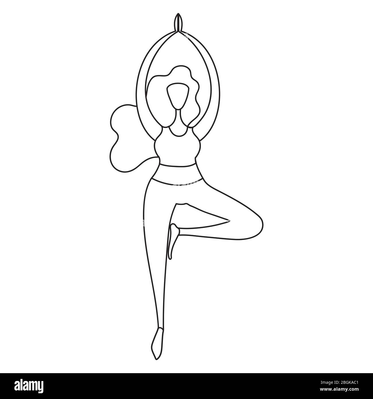 Yoga lady in asana vector illustration template Stock Vector Image ...