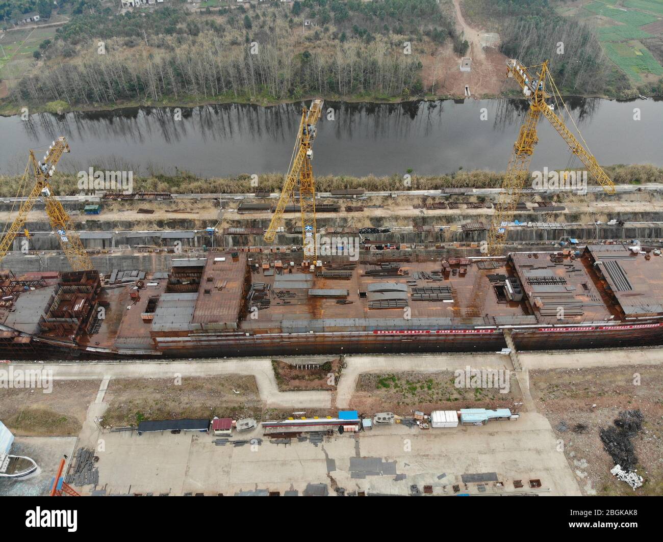 View of the constructing duplicate Titanic and its surroundings Daying ...