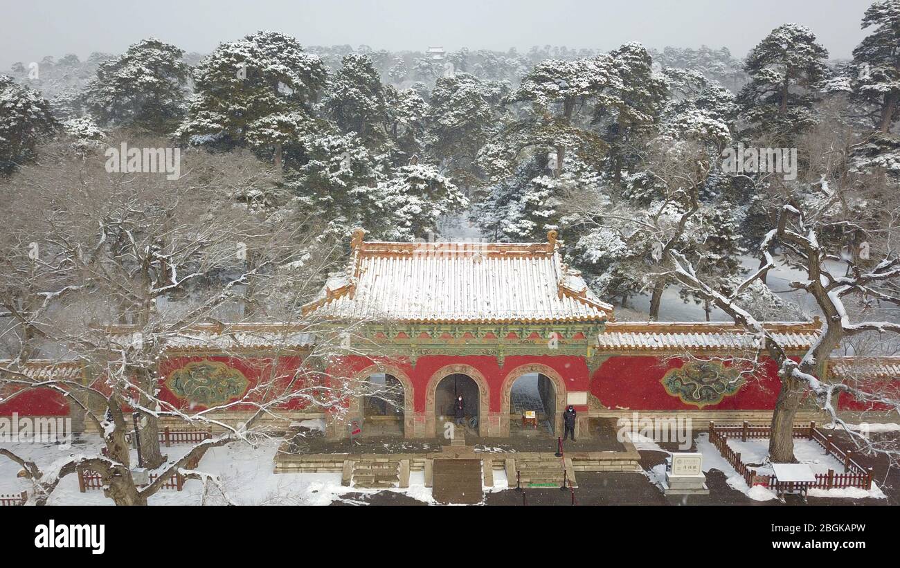 An aerial view of Zhao Mausoleum, which is also known as Beiling, the ...