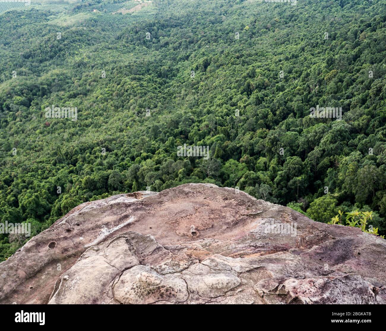 rough and rock mountain pick and forest underneath Stock Photo - Alamy