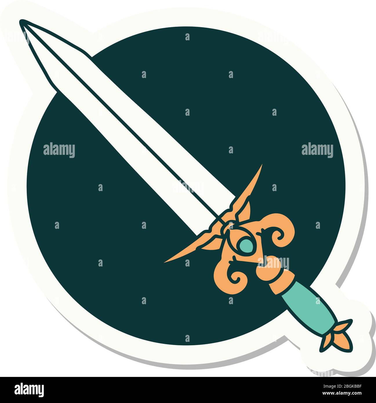 sticker of tattoo in traditional style of a dagger Stock Vector Image ...