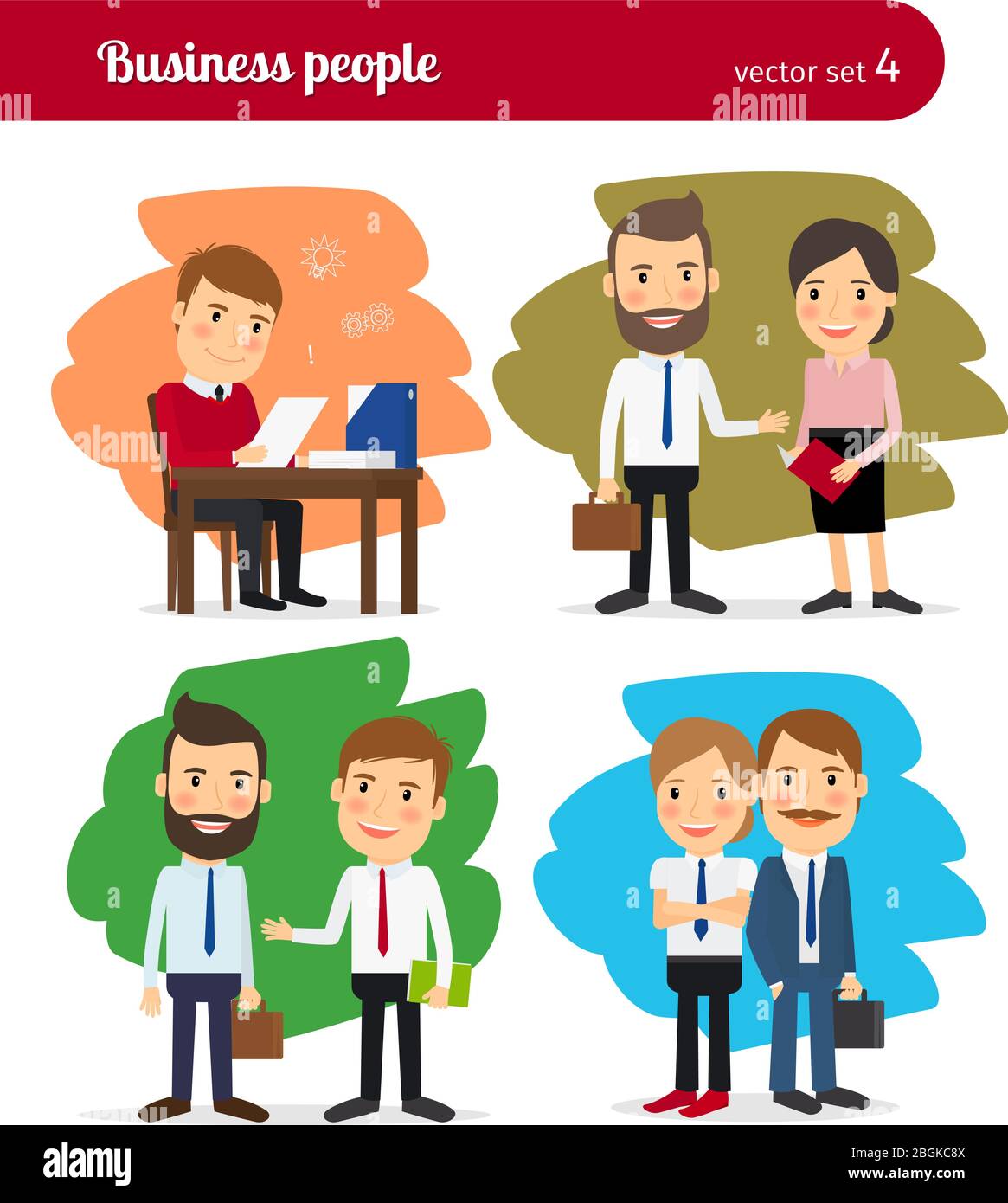 Cartoon business people. Businessman and business woman shaking hands ...