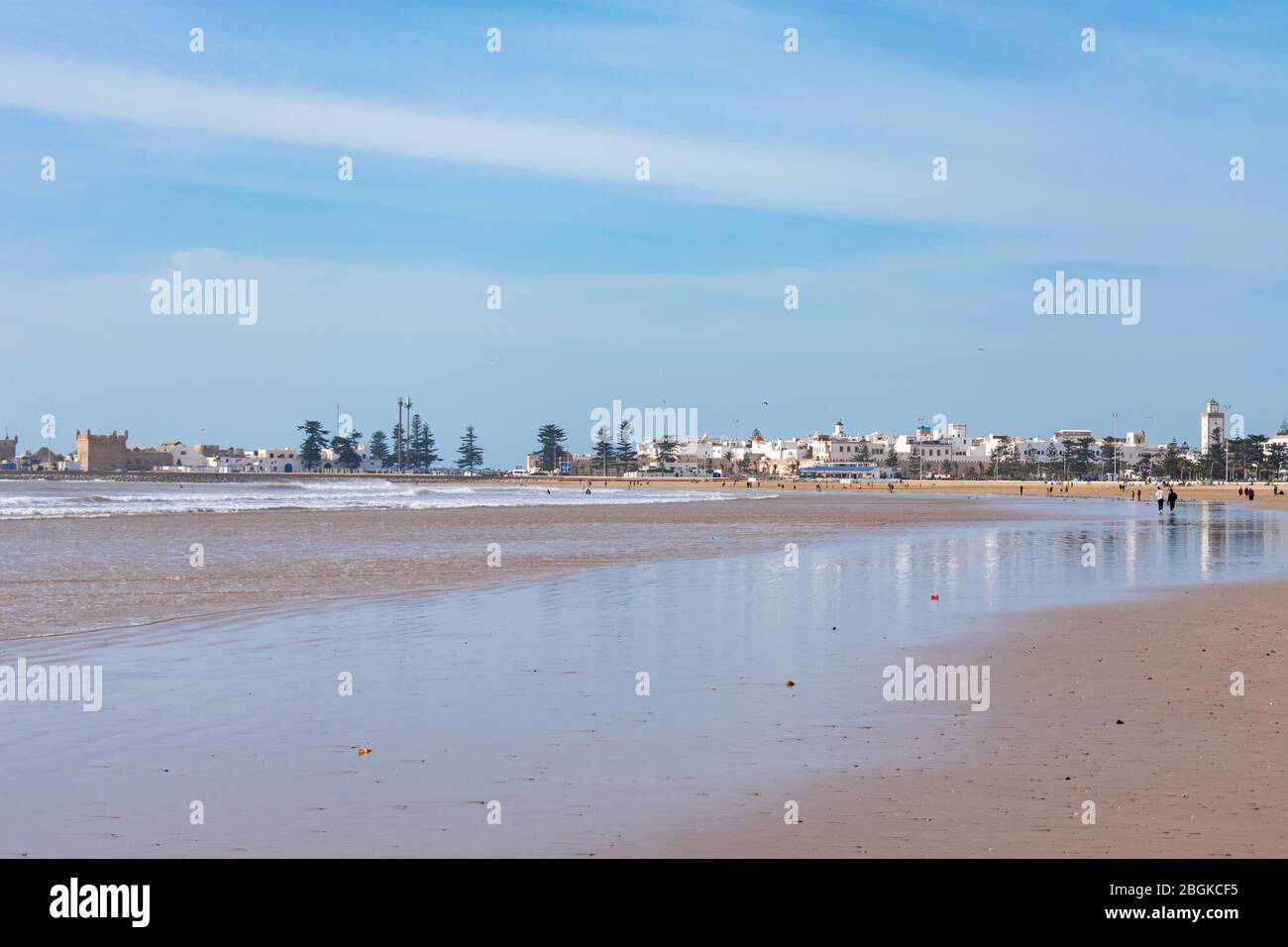 Beach in Essaouira Morocco along the Atlantic Ocean with Buildings ...