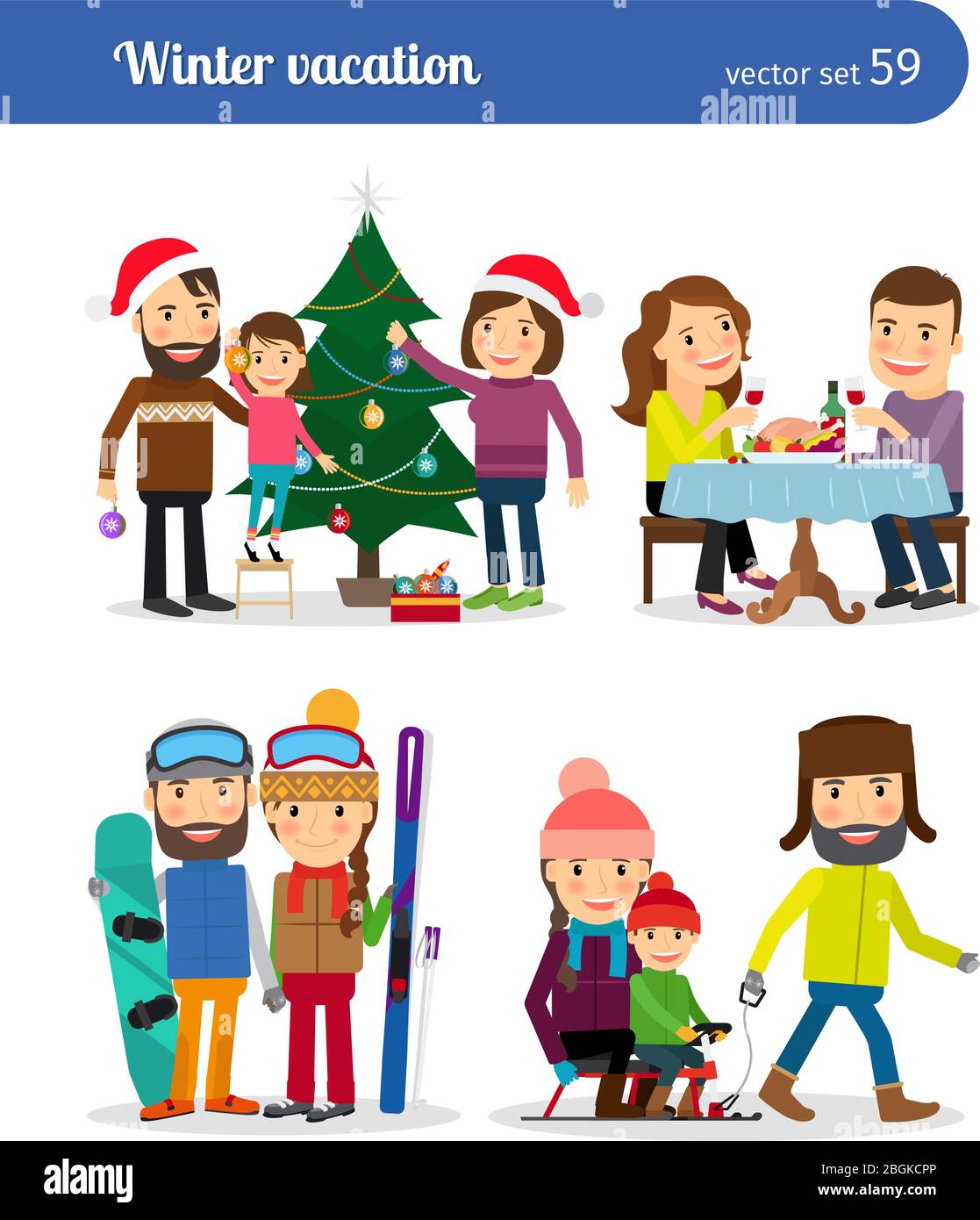 Winter vacation. Winter sports and winter holiday Stock Vector Image ...