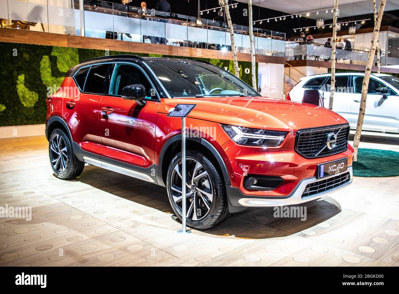Brussels, Belgium, Jan 09, 2020: metallic red Volvo XC40 at Brussels ...