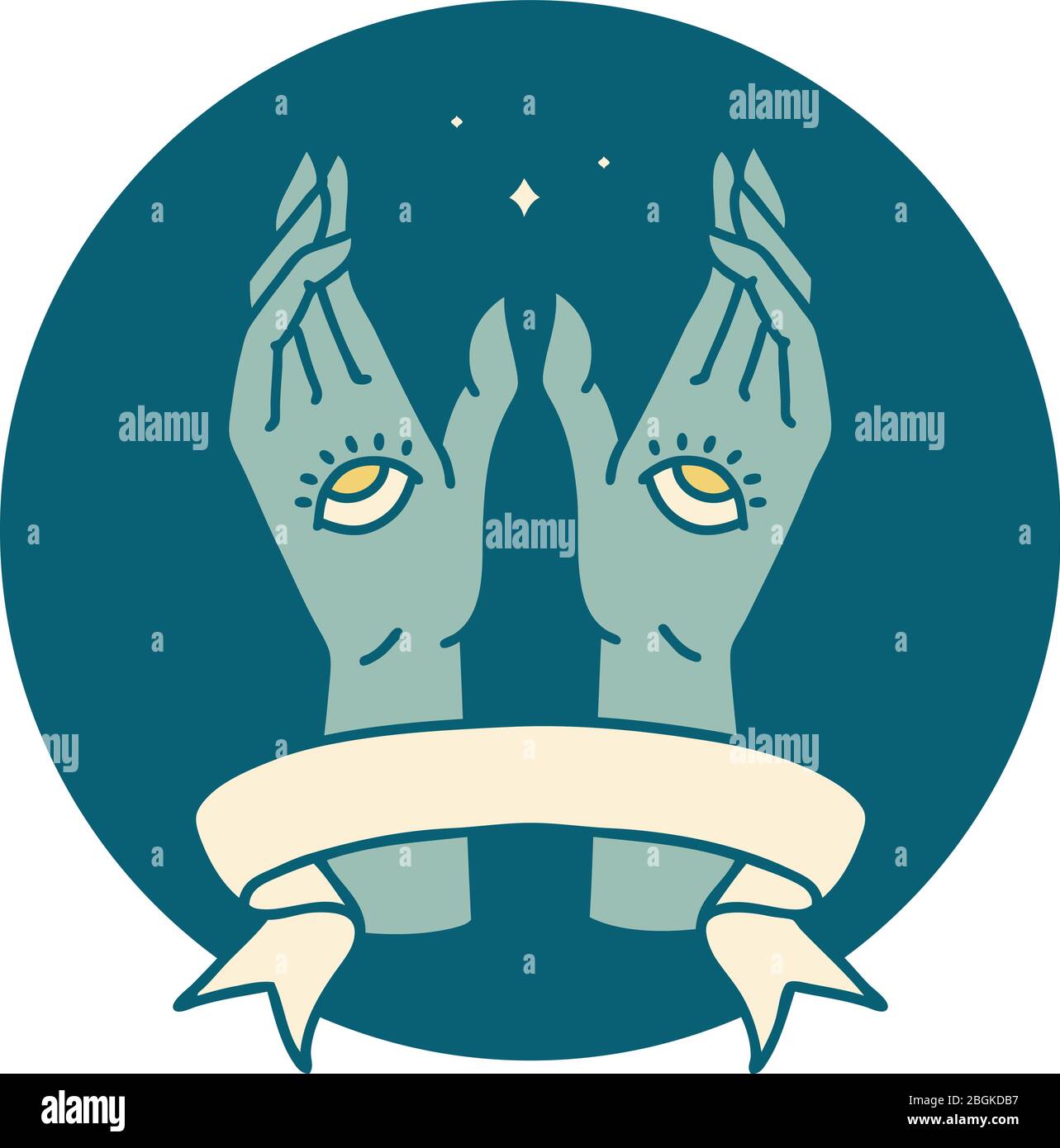 tattoo style icon with banner of mystic hands Stock Vector Image & Art ...