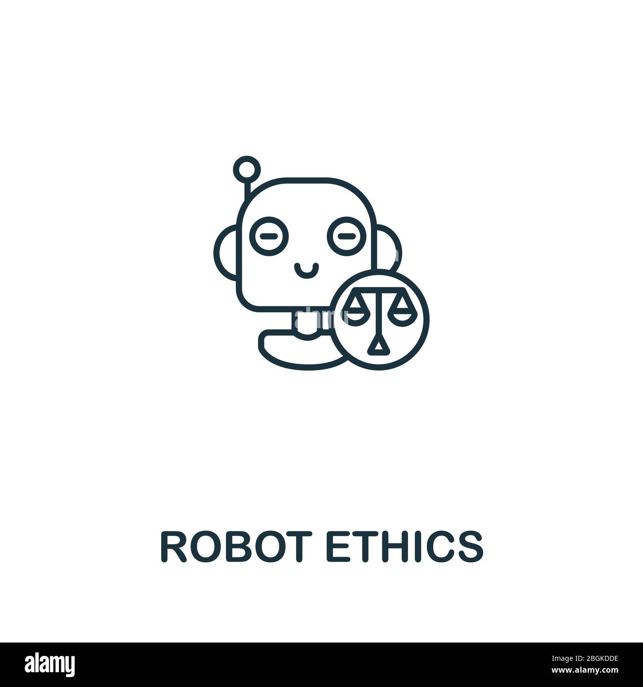 Robot Ethics icon from artificial intelligence collection. Simple line ...