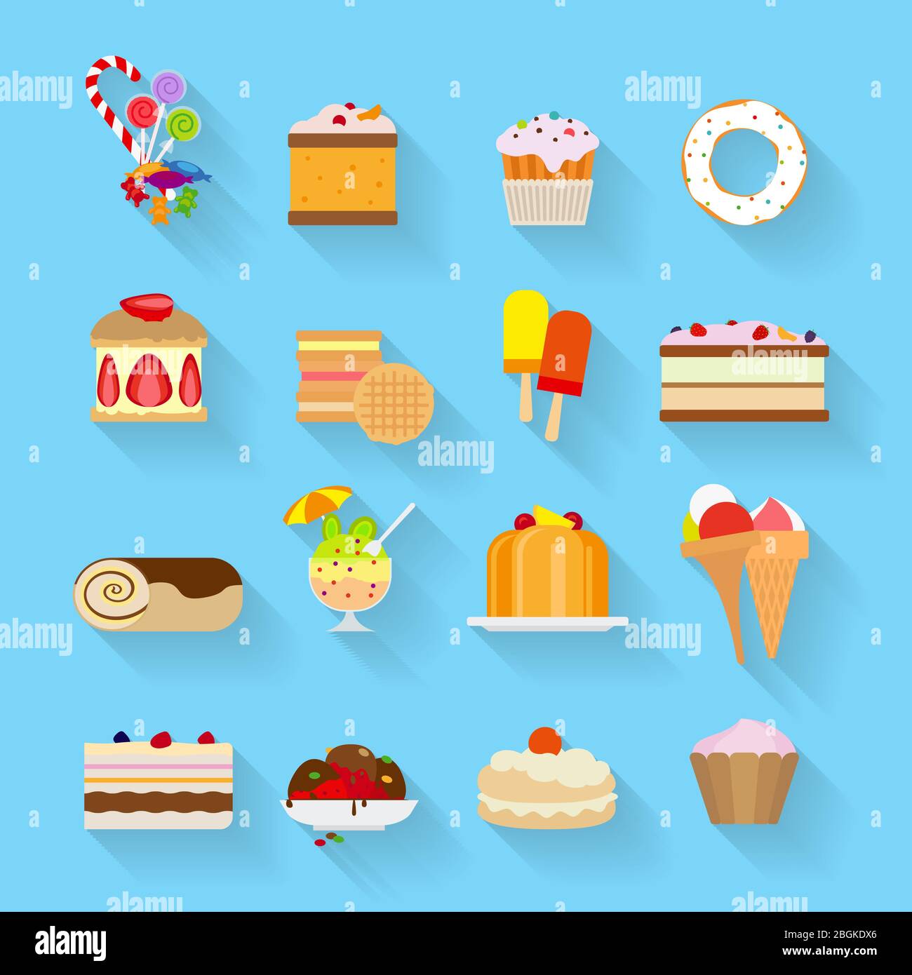 Vector Sweets and Candies flat icons with shadows Stock Vector Image ...