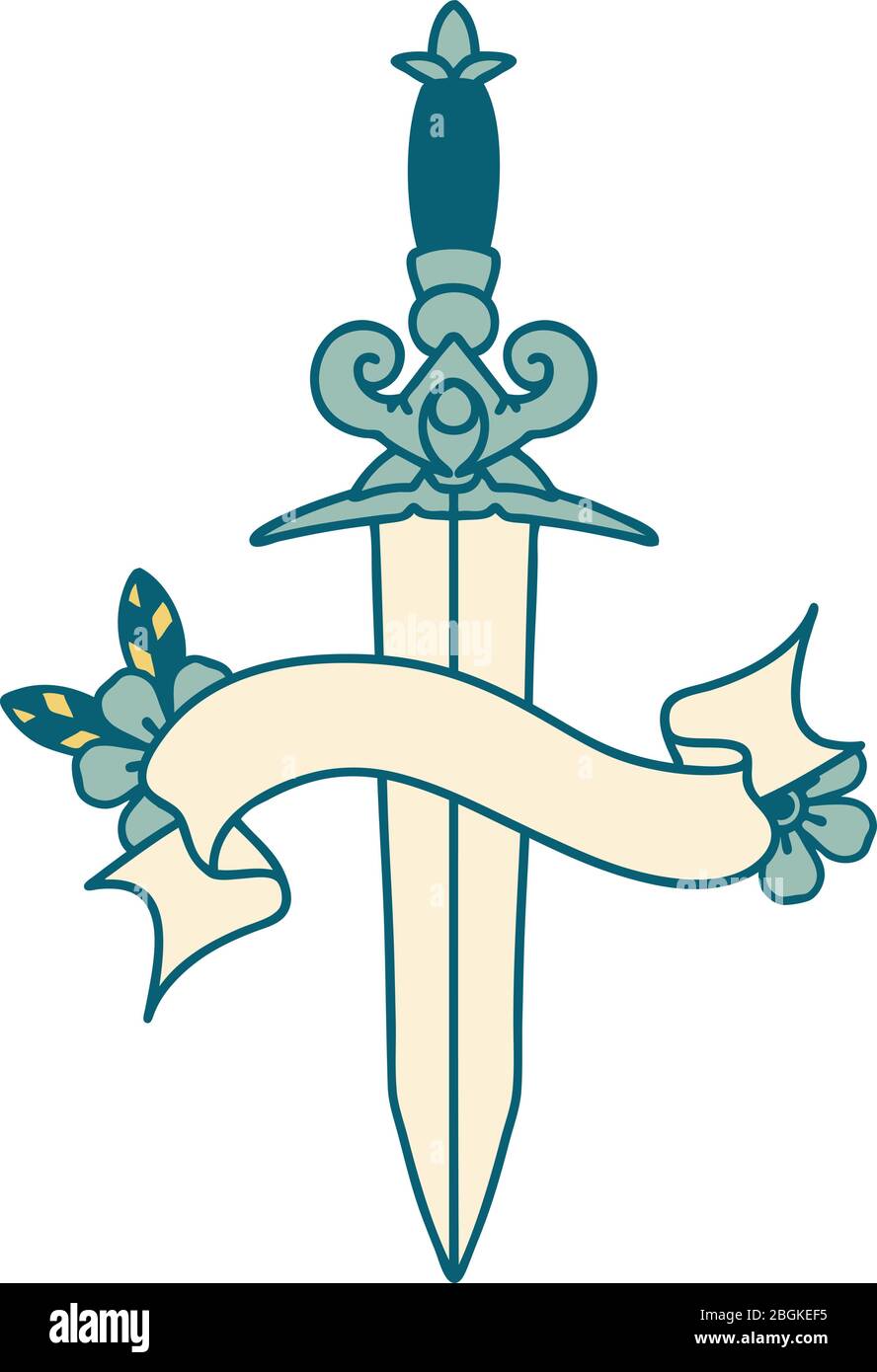 traditional tattoo with banner of a dagger Stock Vector Image & Art - Alamy