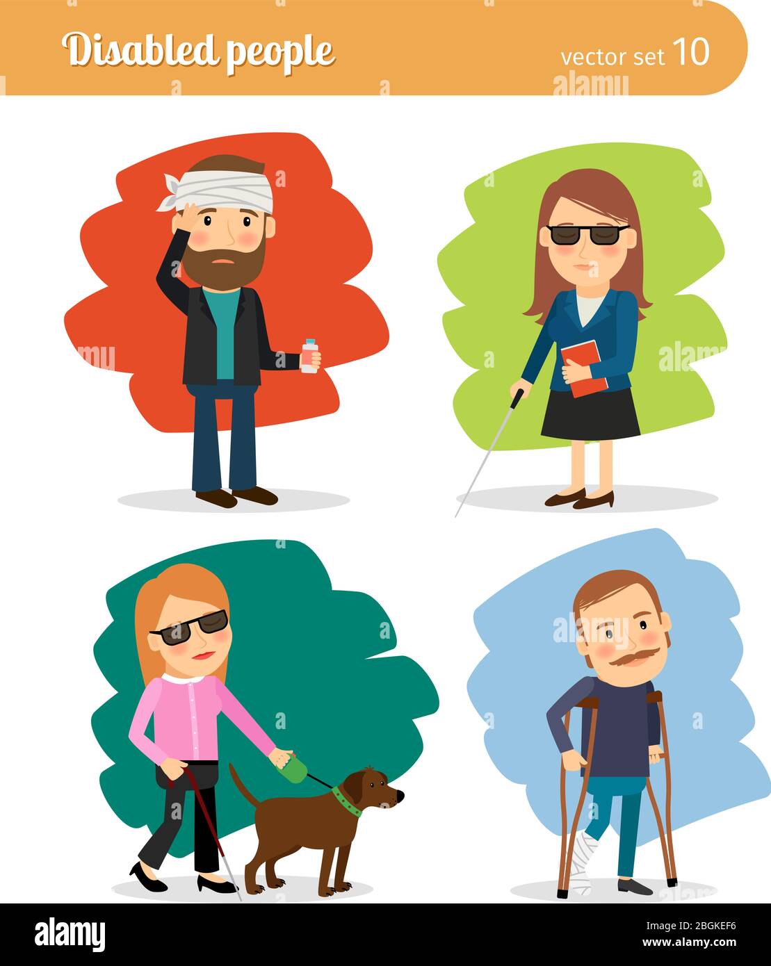 Sick people and disabled people in cartoon style Stock Vector Image ...