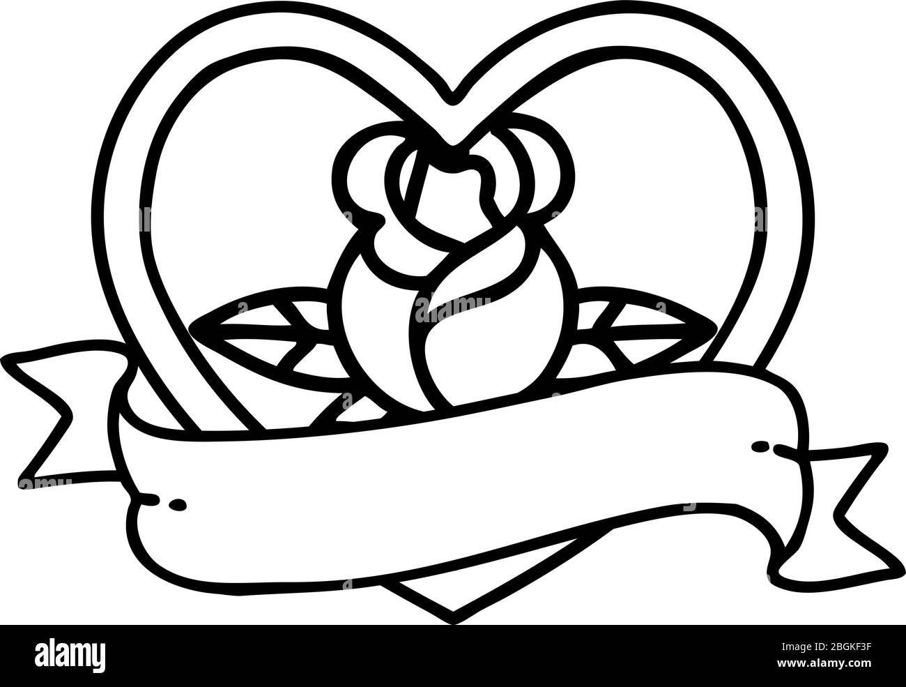 Heart Rose And Banner Drawings