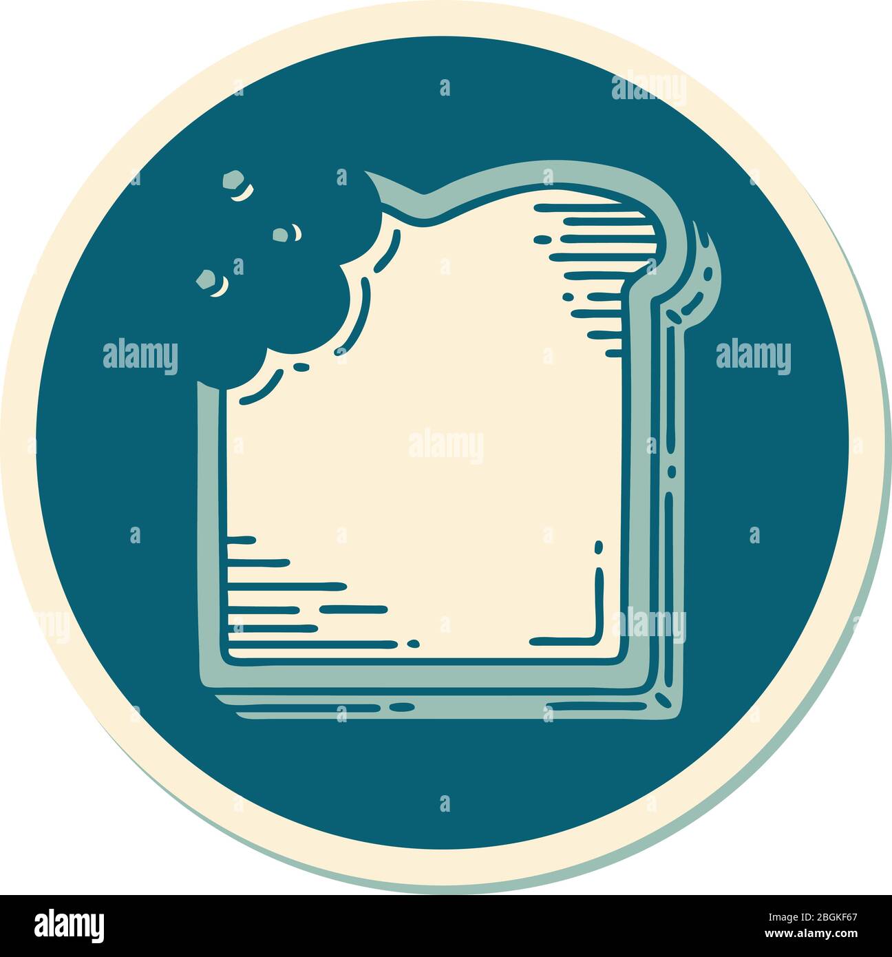 sticker of tattoo in traditional style of a bitten slice of bread Stock ...