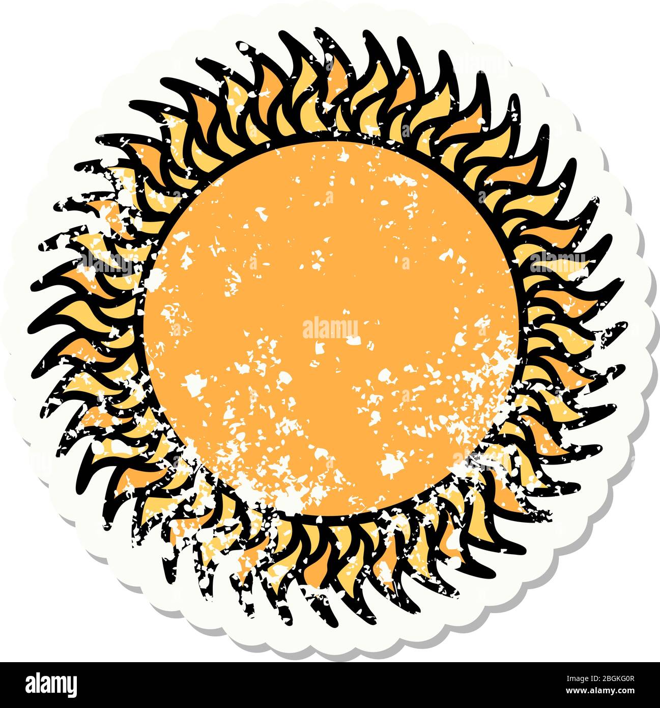 distressed sticker tattoo in traditional style of a sun Stock Vector ...