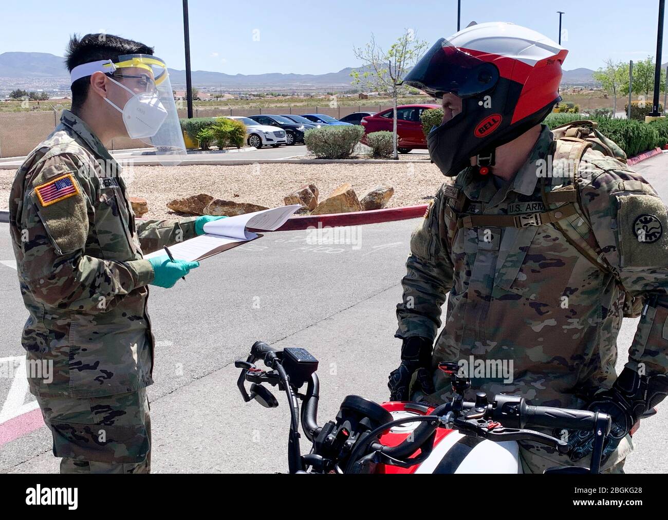 Pfc. David Hernandez, a medic with 1-221 Cavalry, screens military ...