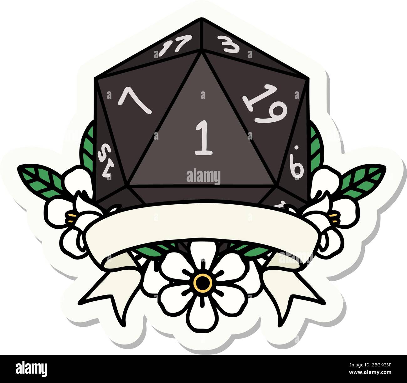 sticker of a natural one d20 dice roll Stock Vector Image & Art - Alamy