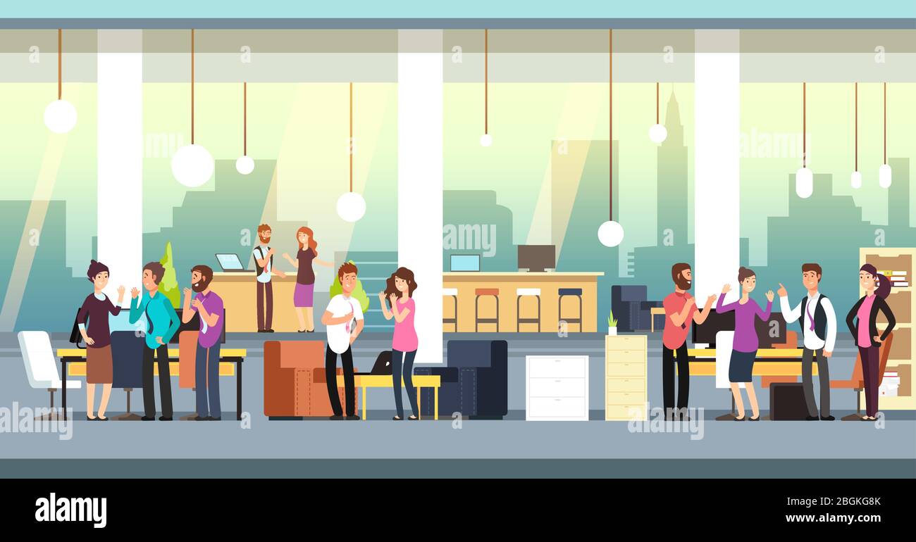 People in coworking office. Creative coworkers in casual wear in open ...